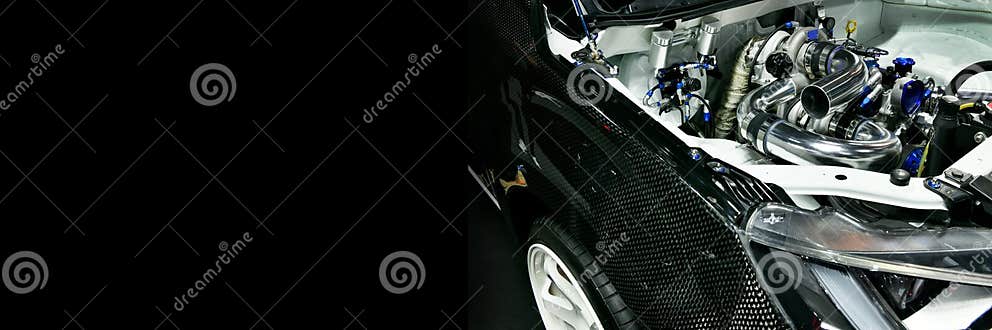 Details of Car Engine. Modification of the Turbo Engine Stock Photo ...