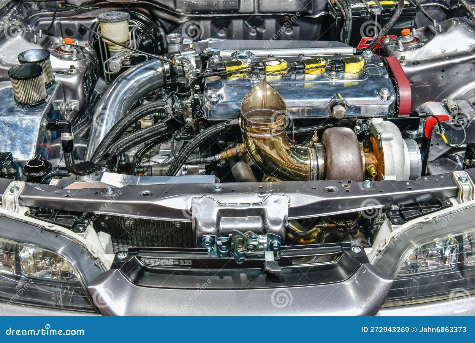 Details of Car Engine. Modification of the Turbo Engine Stock Image ...