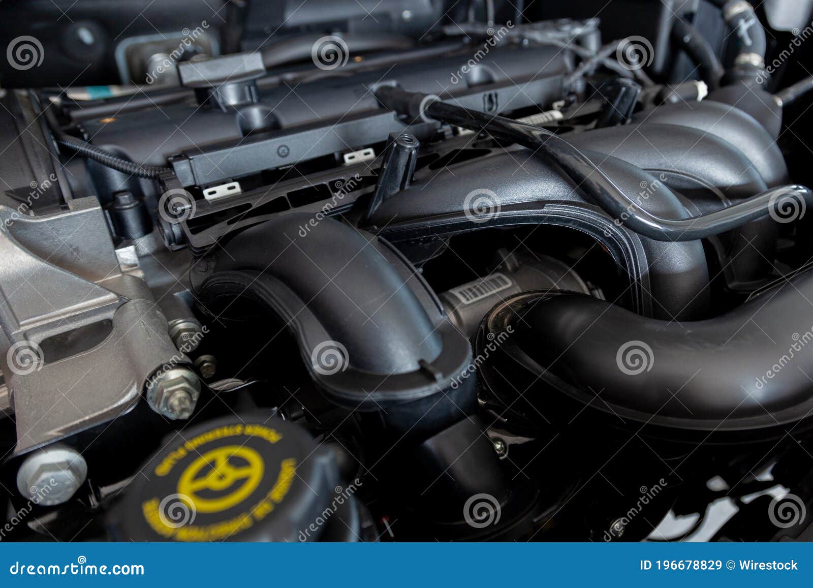 Details of the Car Engine in the Open Hood Stock Image - Image of ...