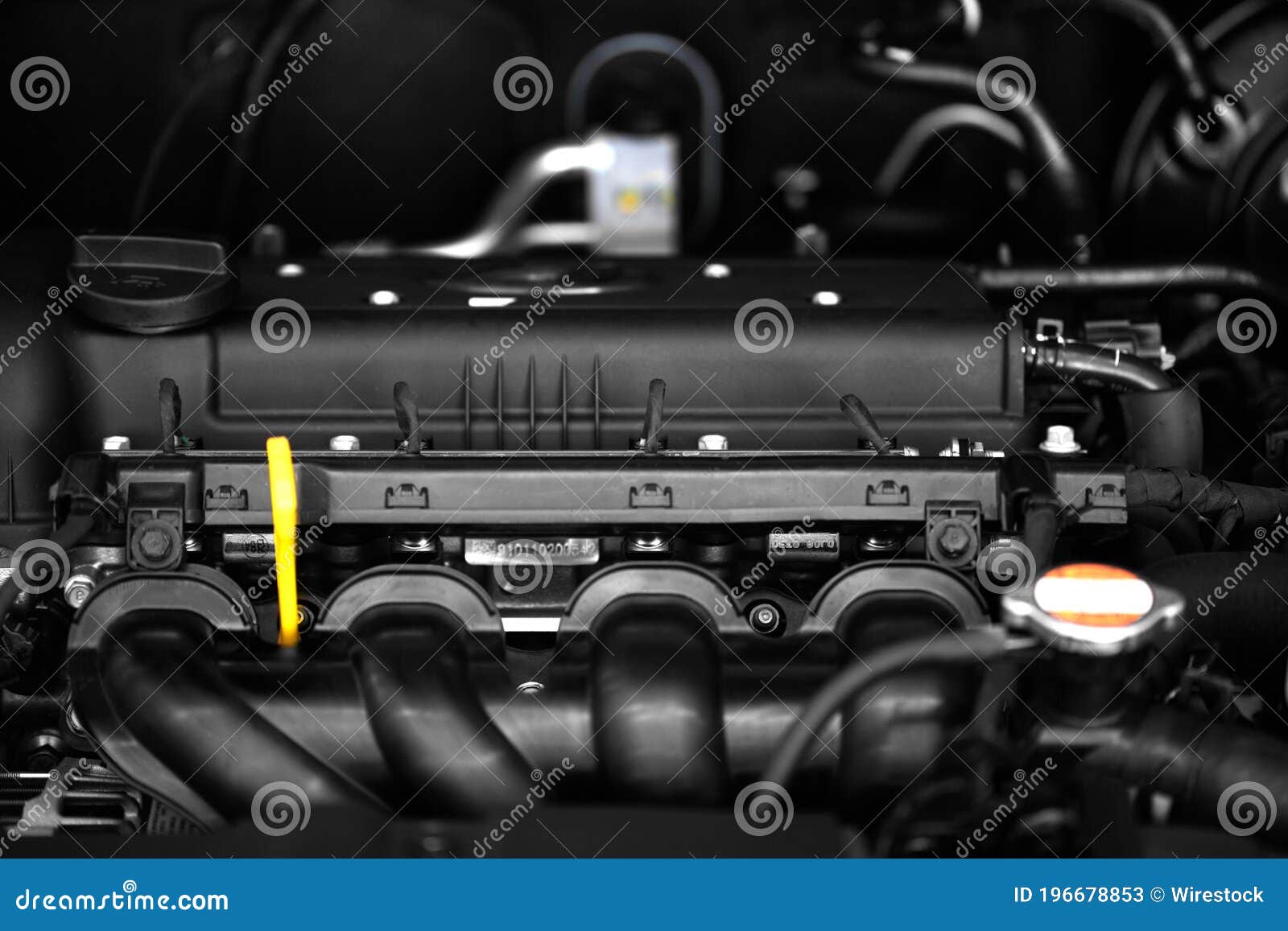 Details of the Car Engine in the Open Hood Stock Image - Image of power ...