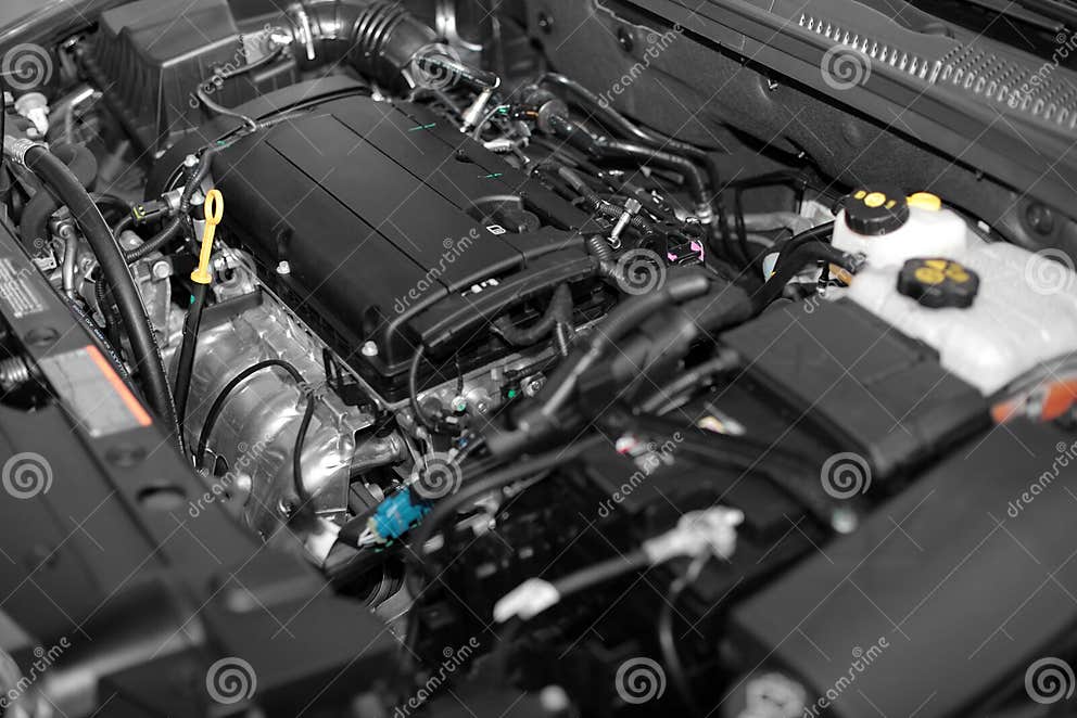 Details of the Car Engine in the Open Hood Stock Photo - Image of auto ...