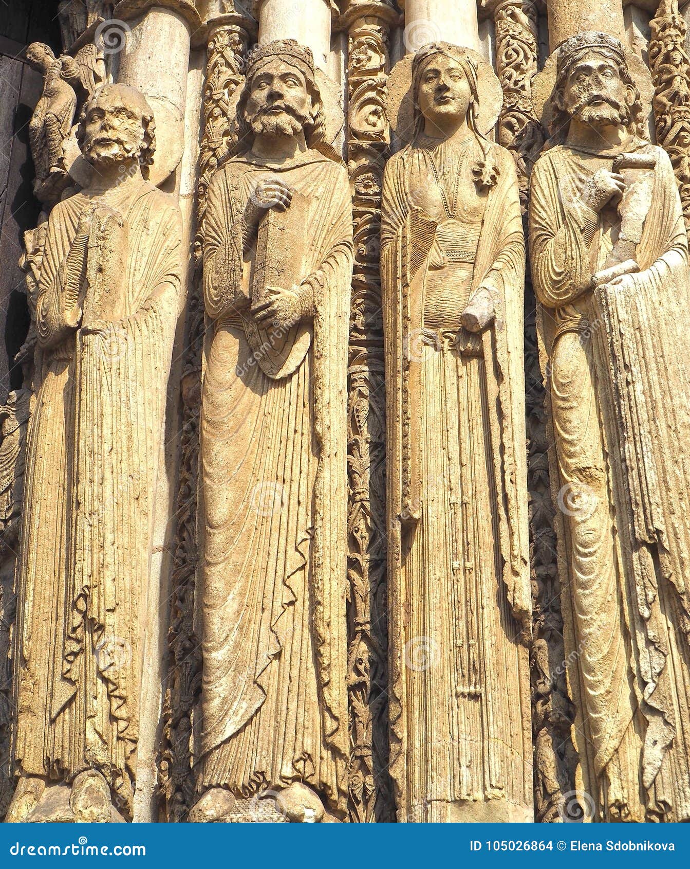 The Cathedral Of Chartres - Front View, France Stock Photography ...