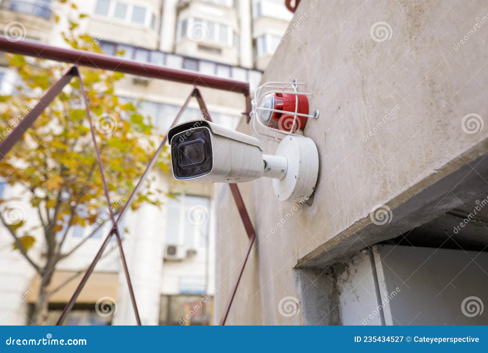 Details with a CCTV Camera on a Wall Outside a Building Stock Image ...