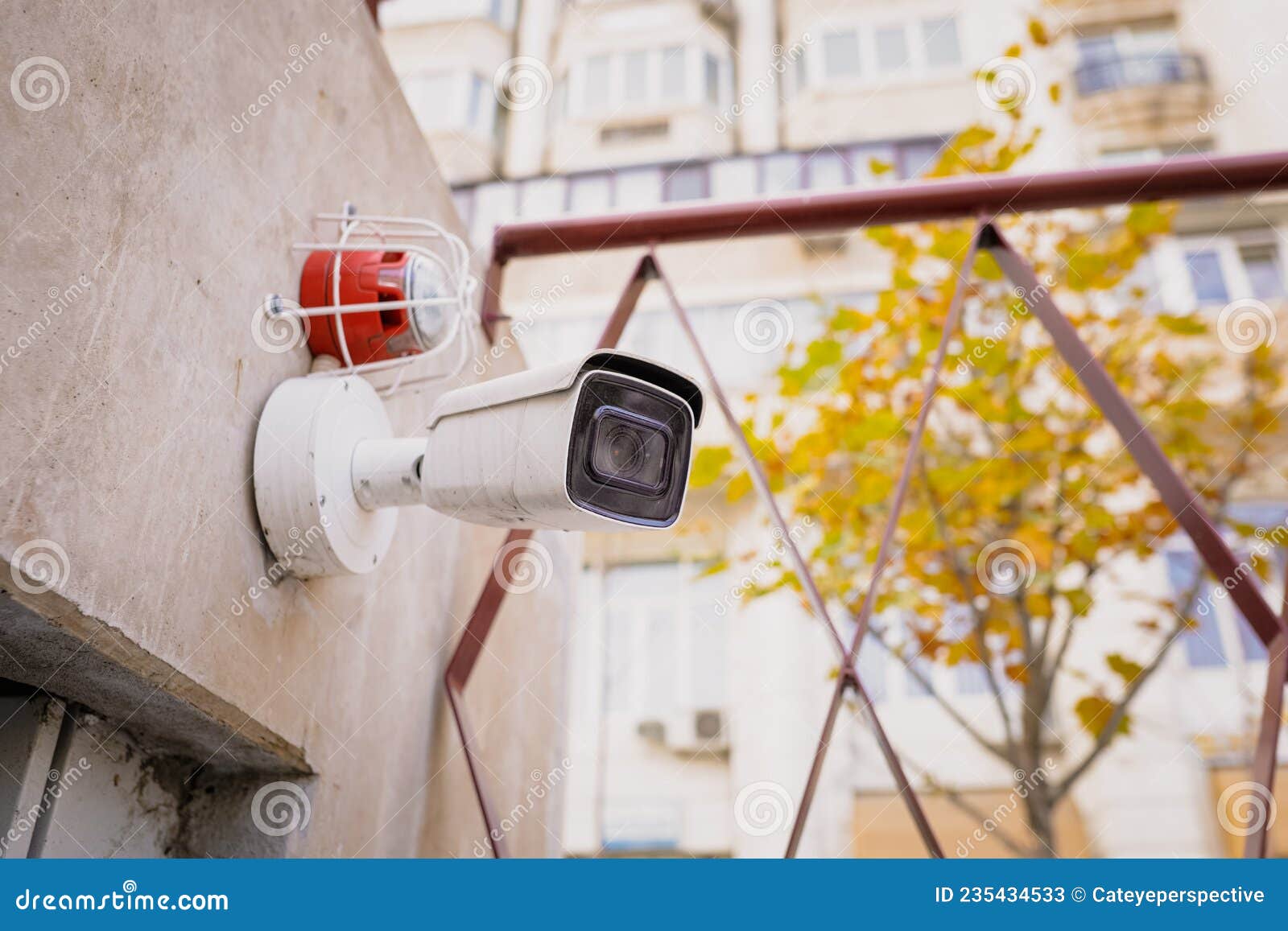 Details with a CCTV Camera on a Wall Outside a Building Stock Image ...