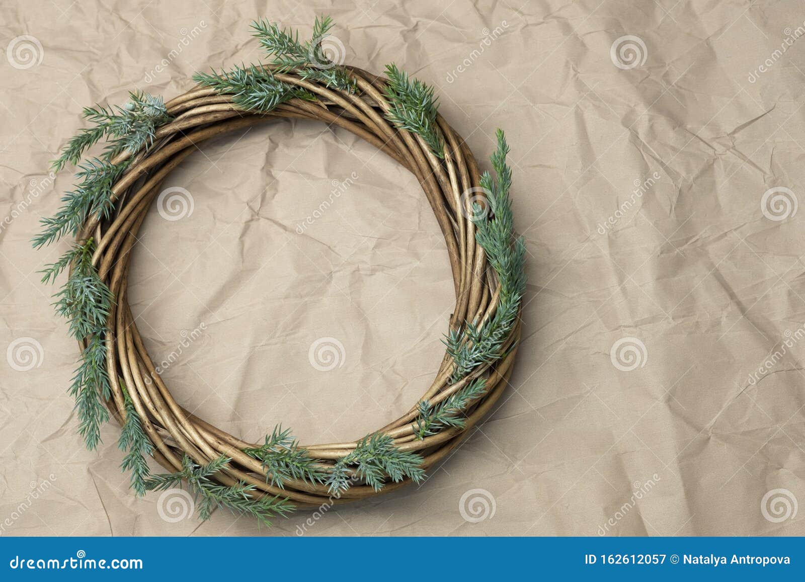 Details of Christmas Wreath on Crumpled Paper Stock Image - Image of ...