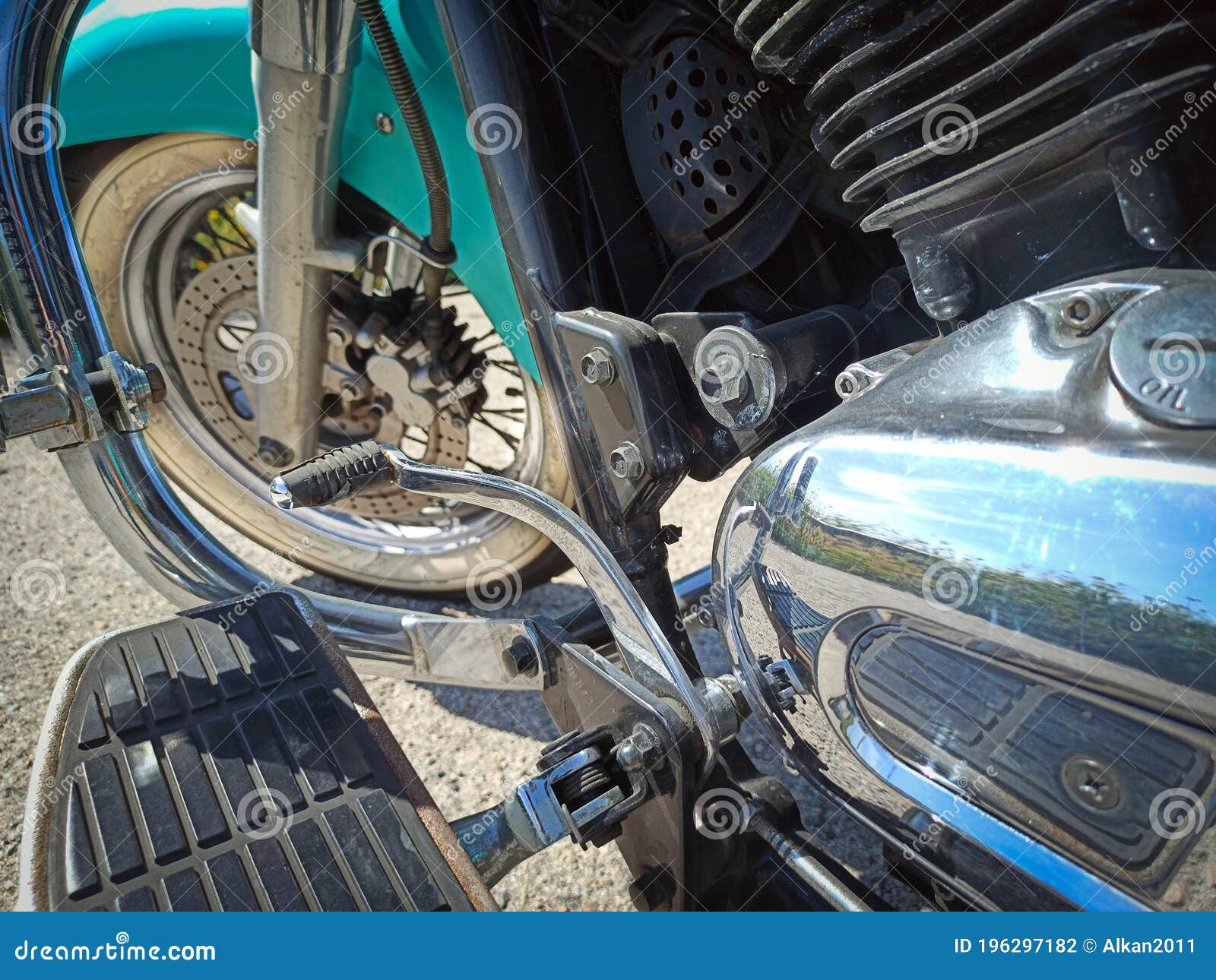 Details of a Classic Motorcycle Left Side Stock Photo - Image of garage ...