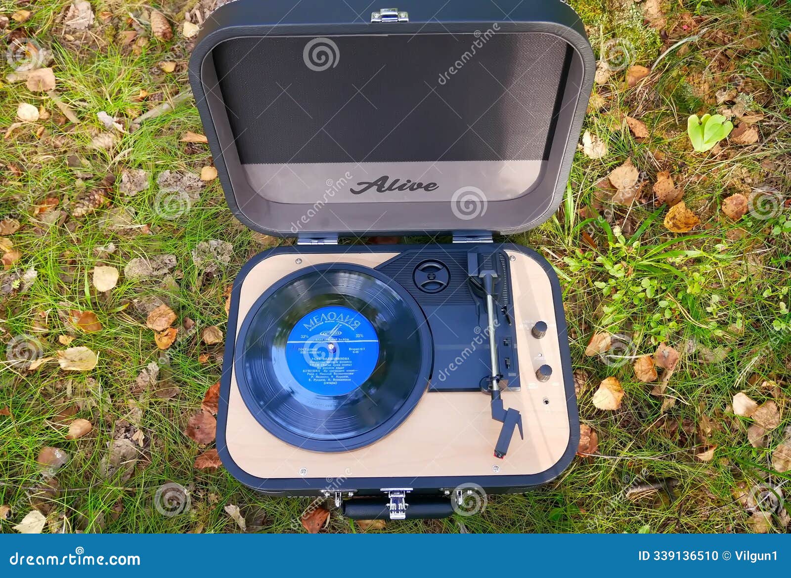 Portable Vinyl Record Player. Details and Close-up of the Portable ...