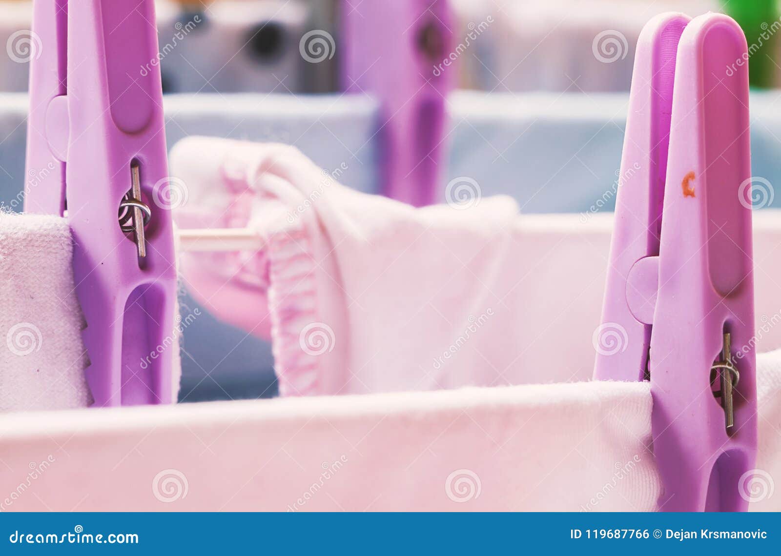 Dry Clothes on Wire stock photo. Image of material, lifestyle - 119687766