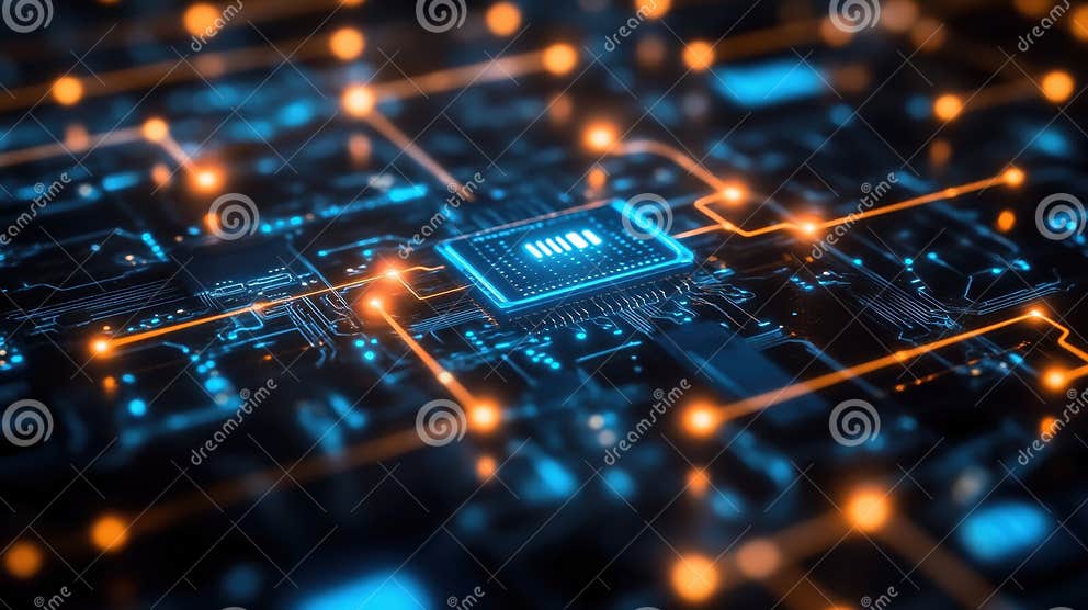Close-up View of a Computer Circuit Board Featuring Intricate Pathways ...