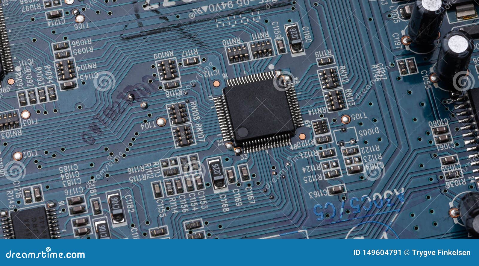Details and Components of a Blue Printed Circuit Board Stock Image ...