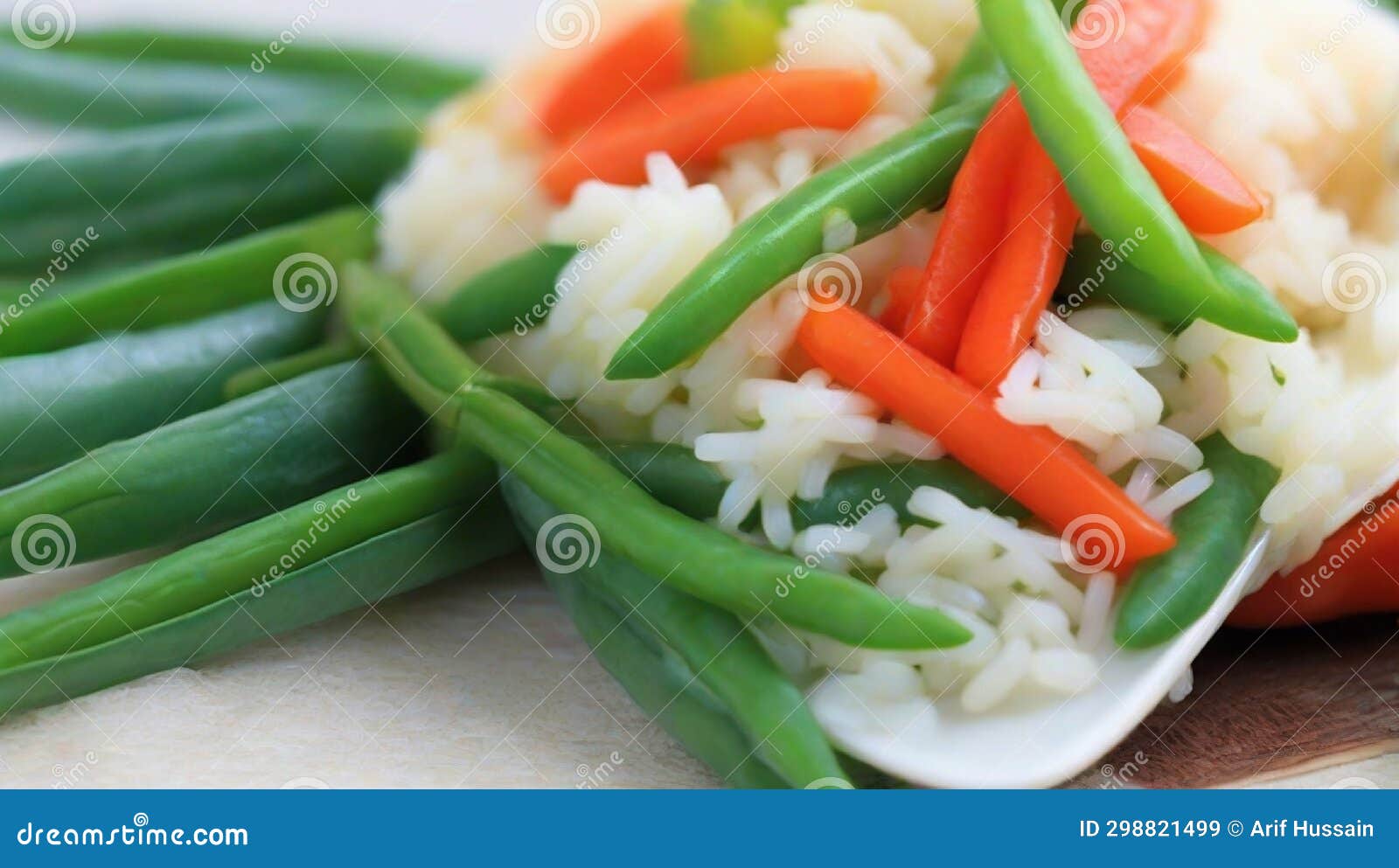 Details of Cone Rice with a String of Beans Stock Illustration ...