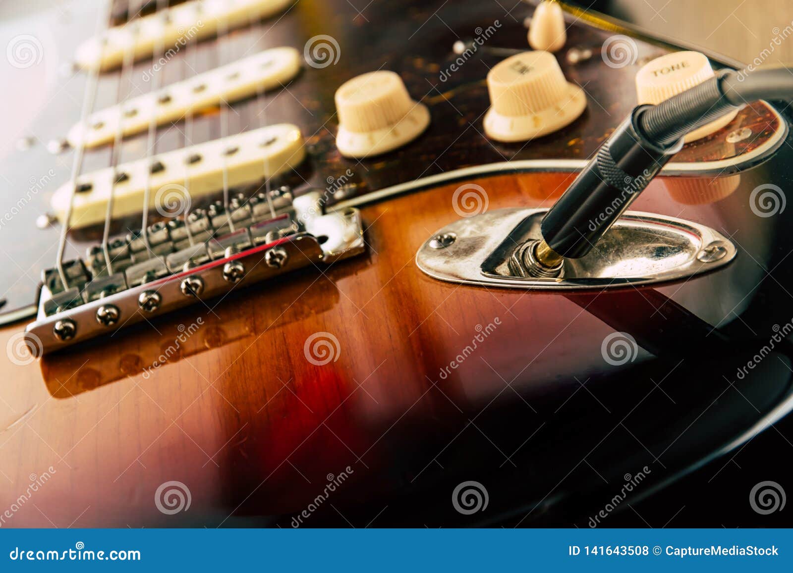 Details and Connection of Guitar and Wire Cable Jack. Tone and Volume ...