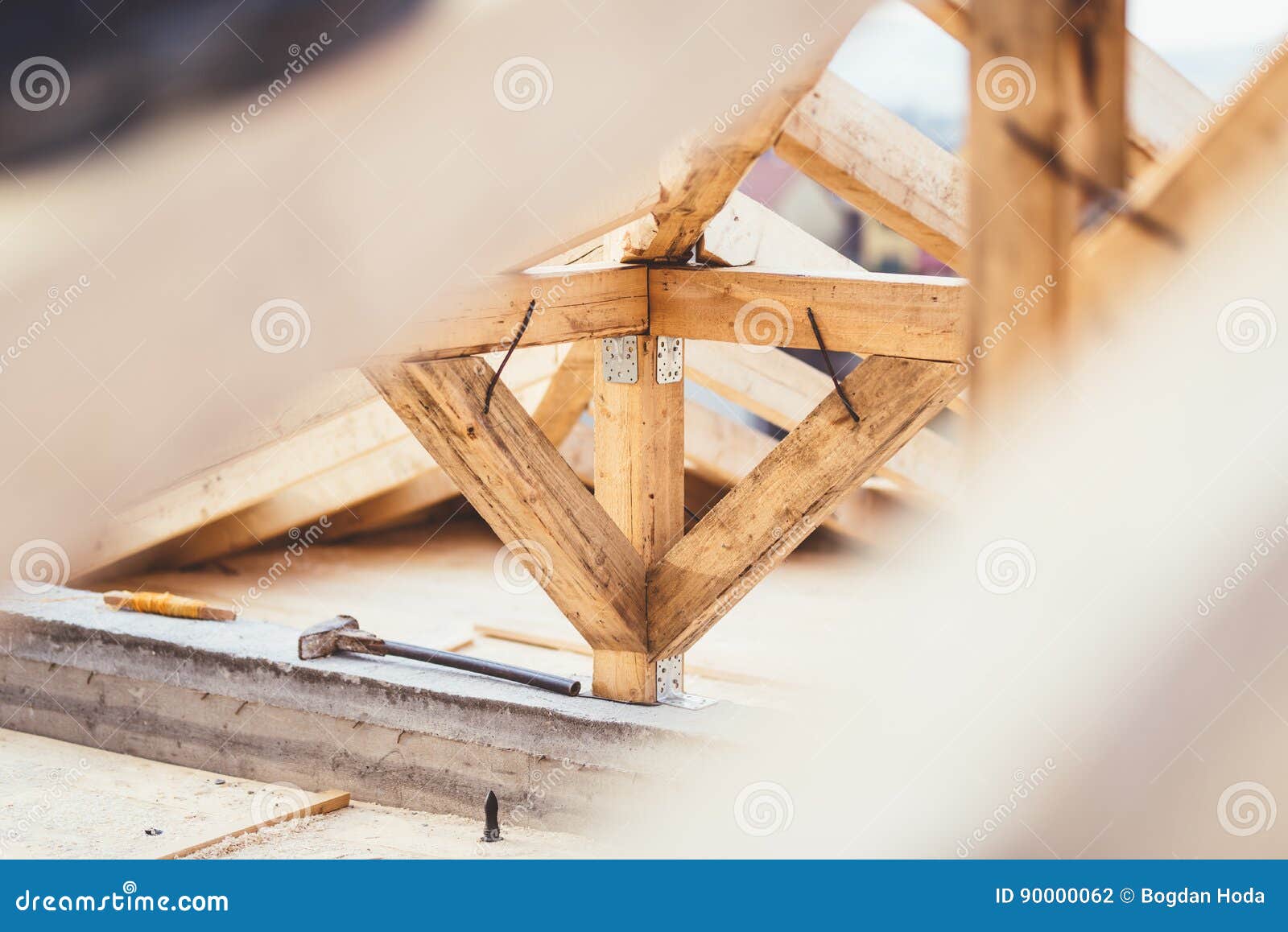 Close-up, Timber Framing Houses On Pile Foundations Stock Image ...
