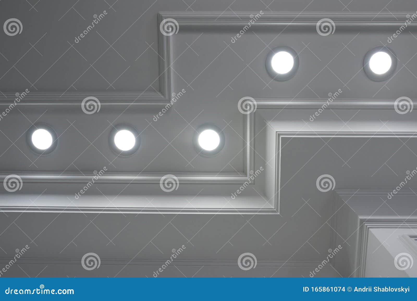 Details of the Corner Ceiling, with Ceiling Lights Stock Photo - Image ...
