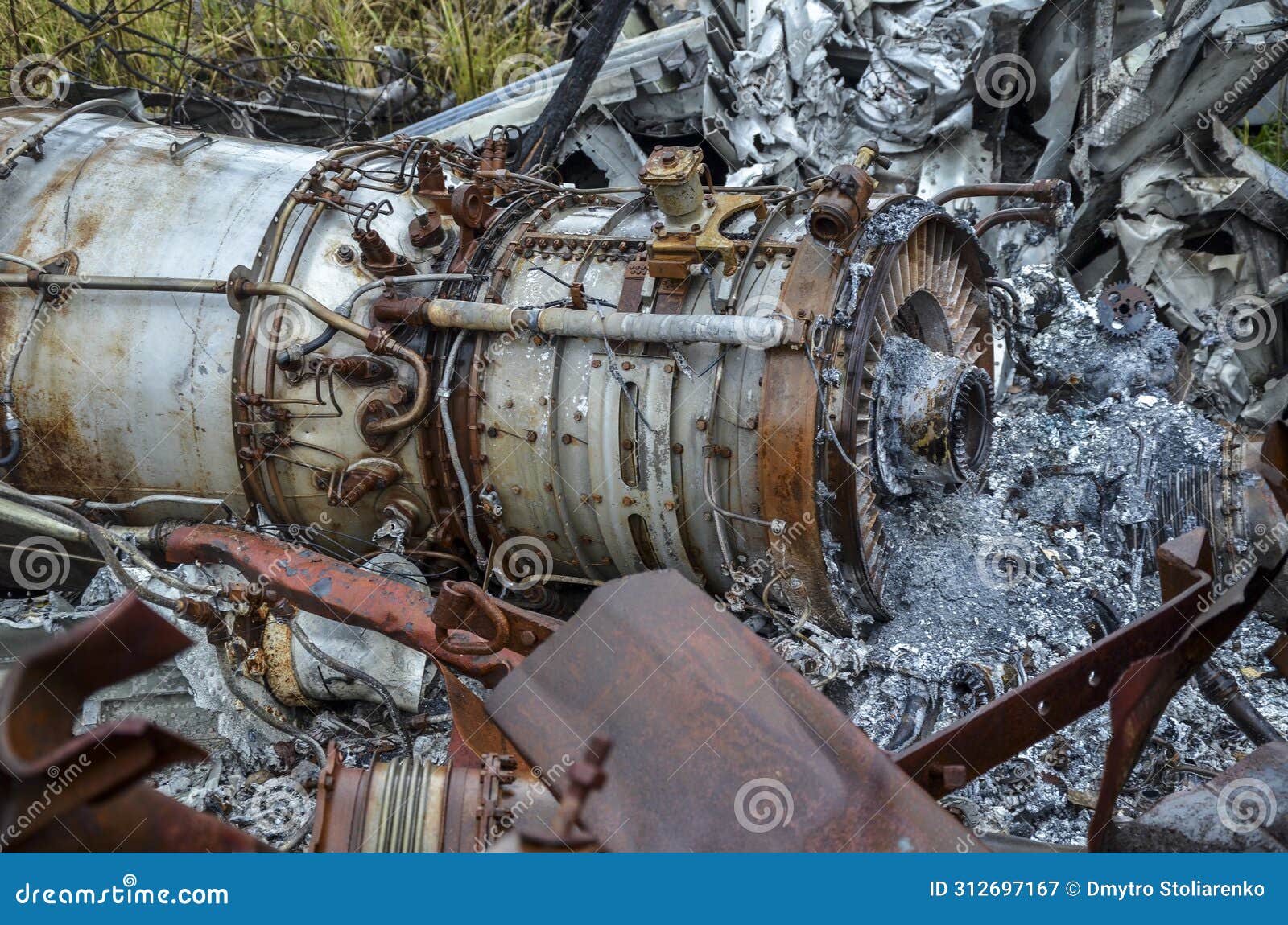 Details of Crashed Helicopter at a Scrap Metal Recycling Junkyard Stock ...