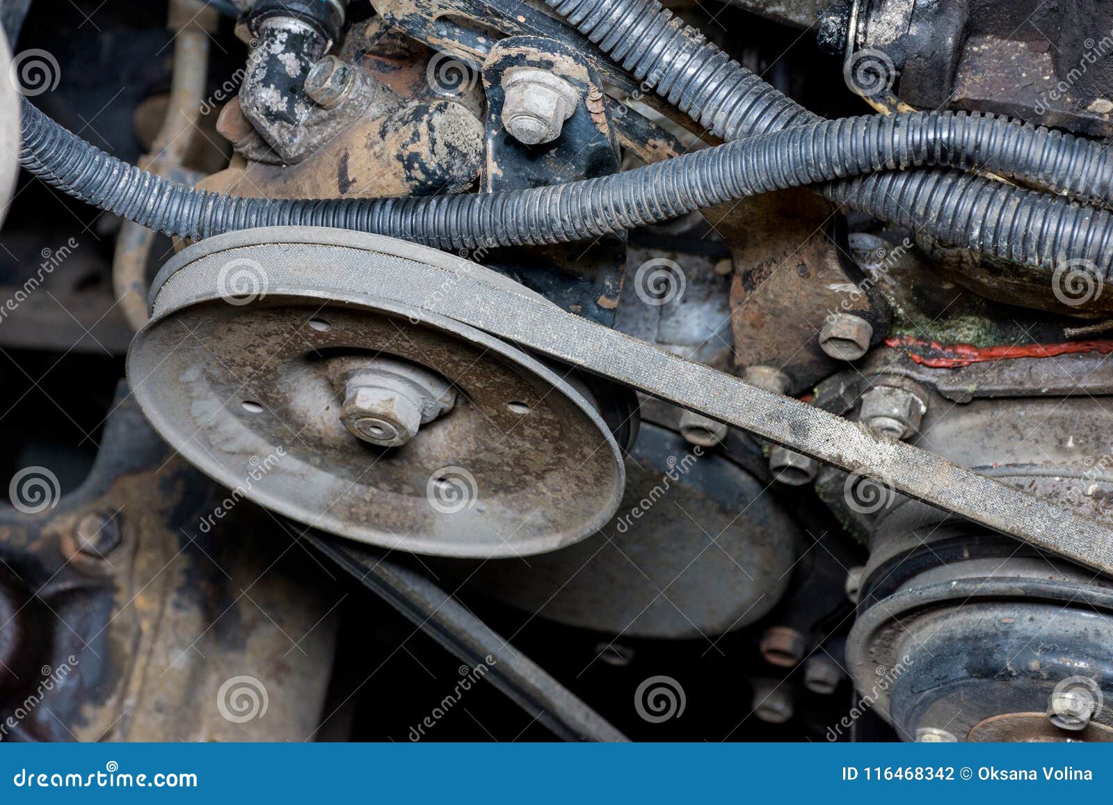 Details of a Dirty Diesel Engine Under the Hood of a Car Stock Photo ...