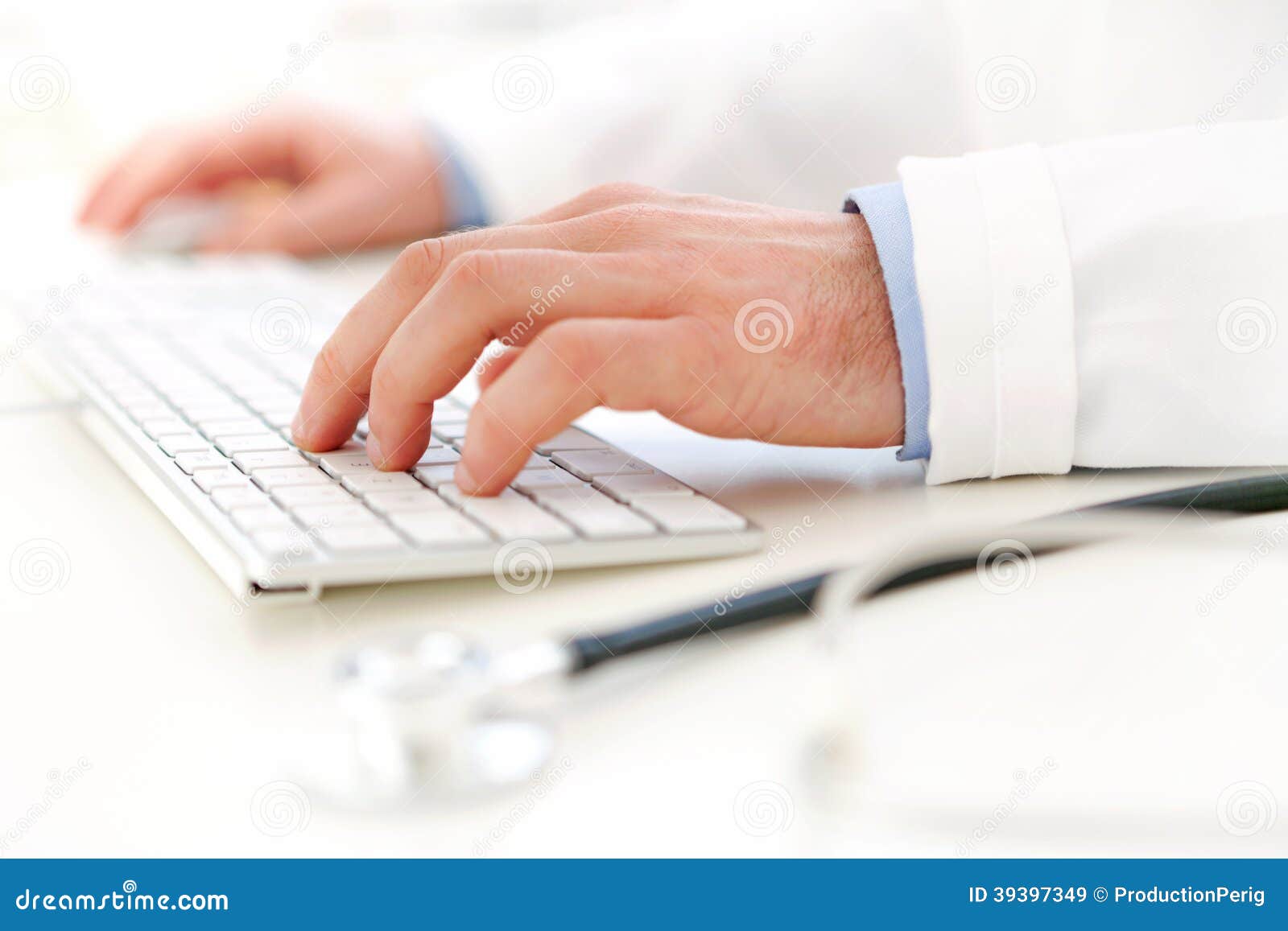 Details of Doctor Hands Typing on Keyboard Stock Image - Image of ...
