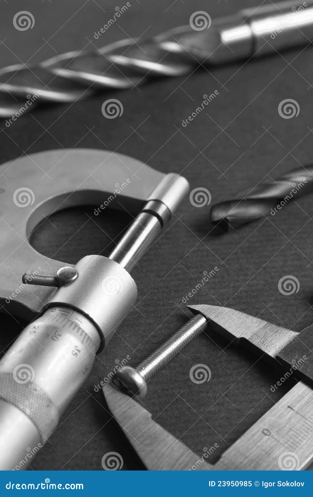 Details, Drills and Measuring Tools Stock Image - Image of metal ...