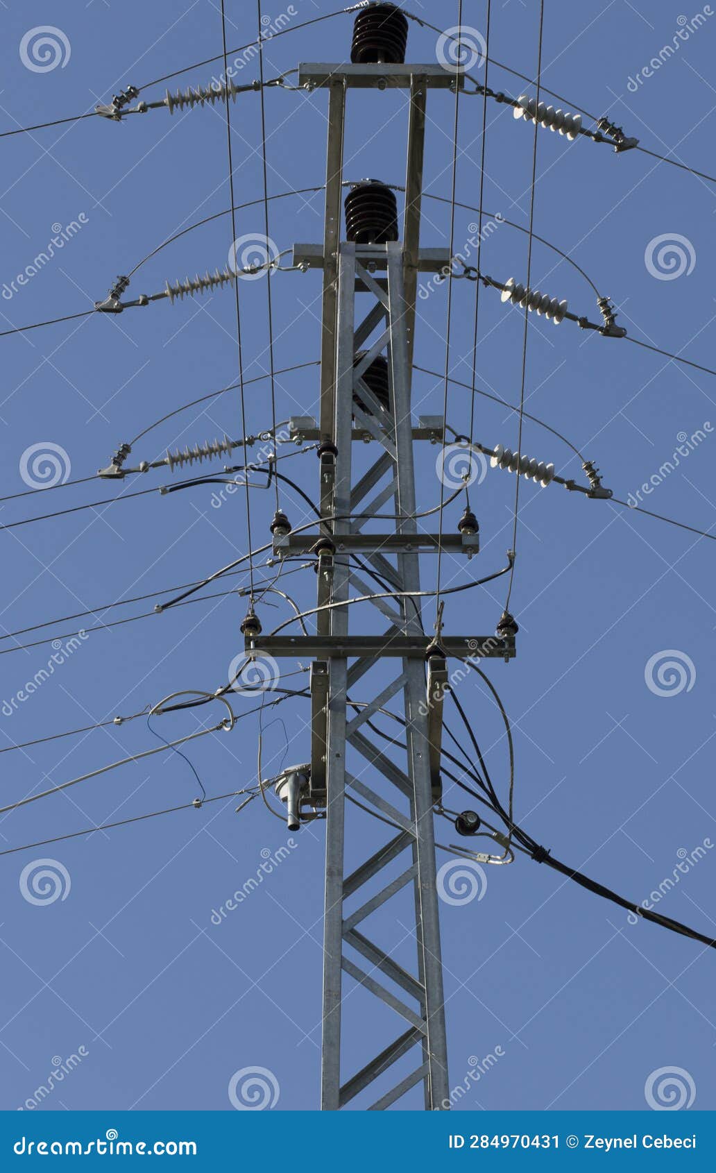 Details of an Electric Transmission Pole Stock Image - Image of ...