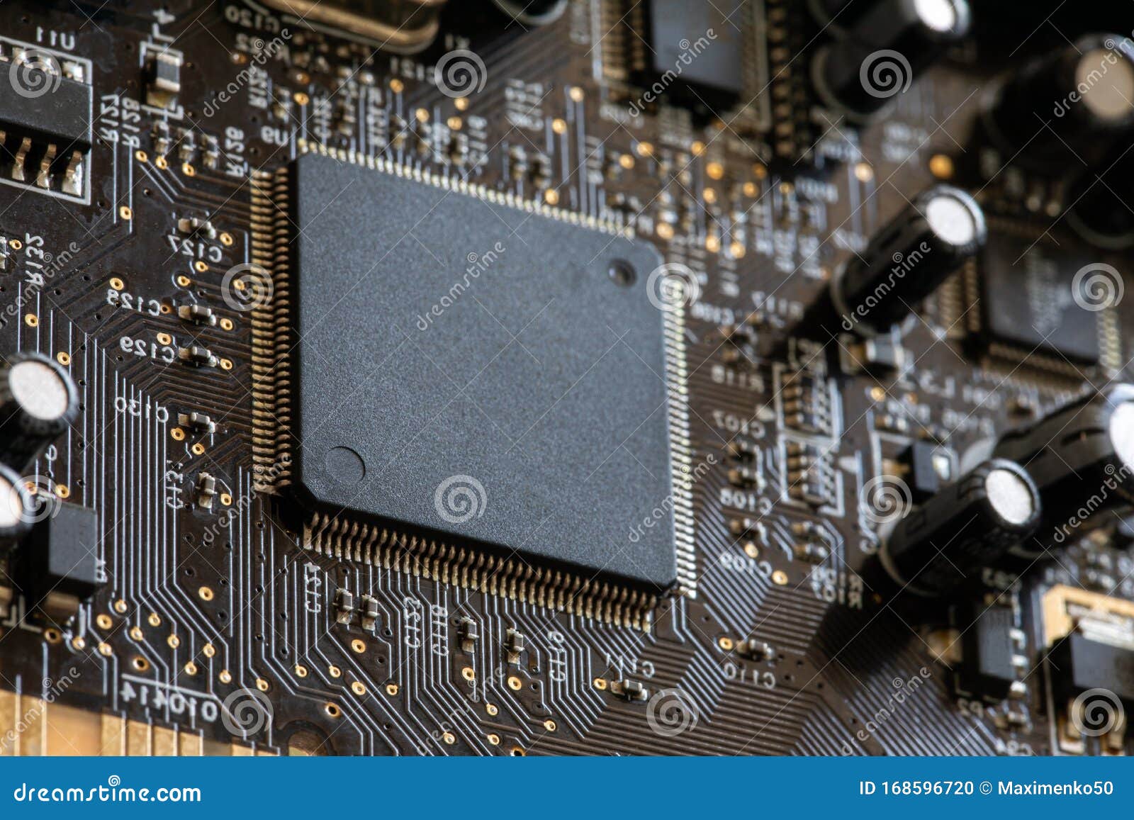 Details of Electronic Cpu, PC Microchip. Motherboard Chip Stock Photo ...