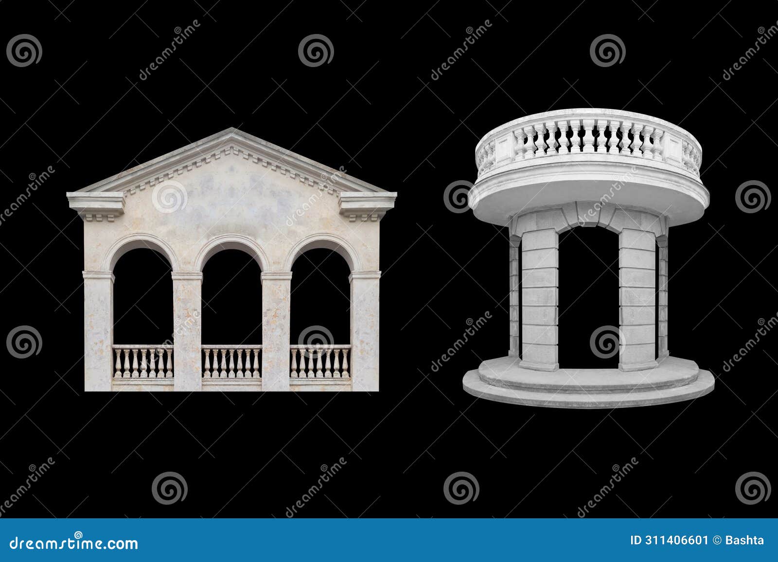 Details, Elements of Buildings Classical Architecture. Isolated on a ...
