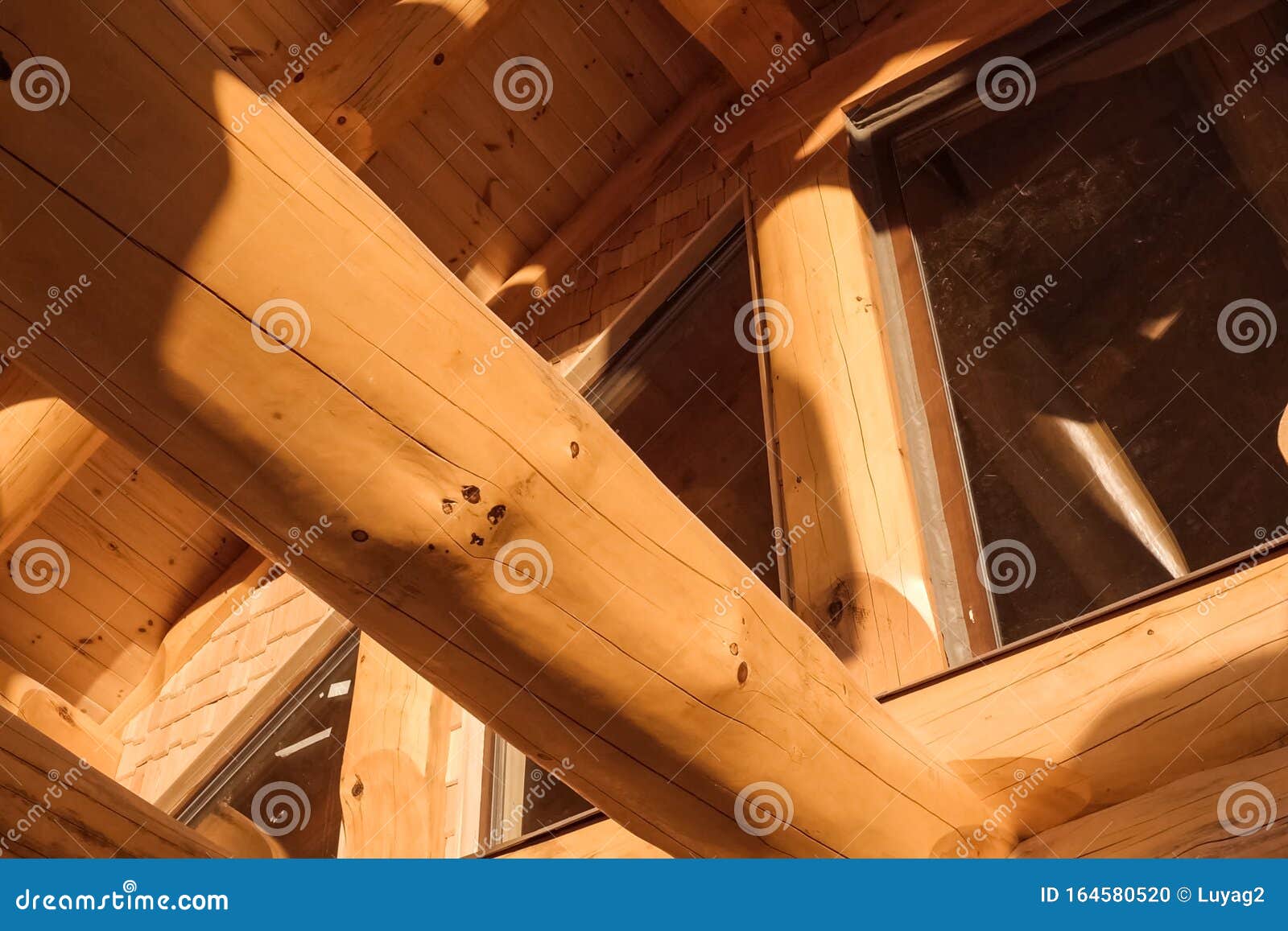 Details and Elements of Wooden House Made of Timber. the Constru Stock ...