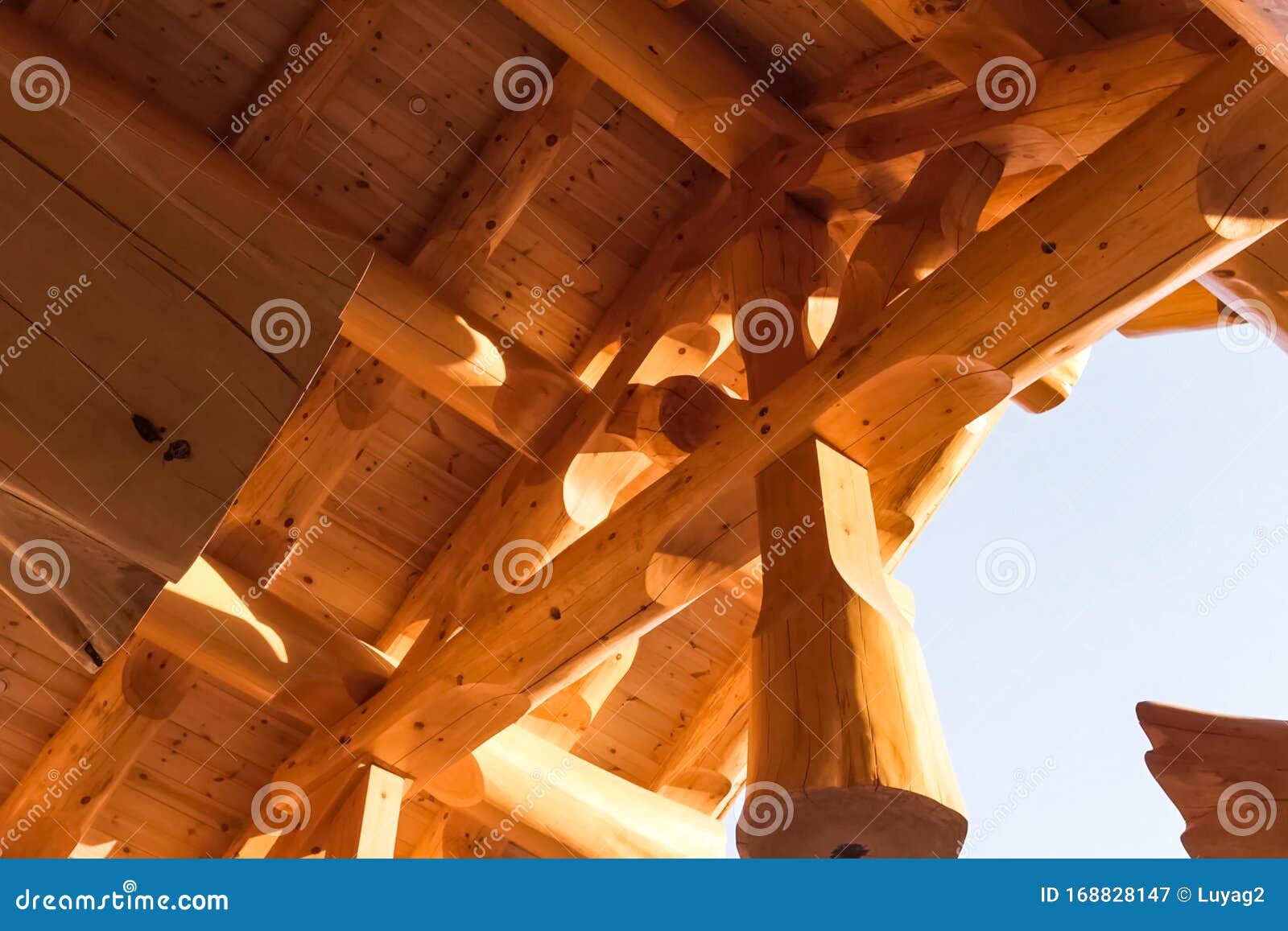 Details and Elements of Wooden House Made of Timber. the Constru Stock ...