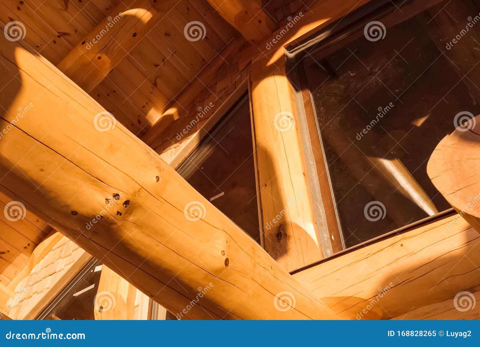 Details and Elements of Wooden House Made of Timber. the Constru Stock ...
