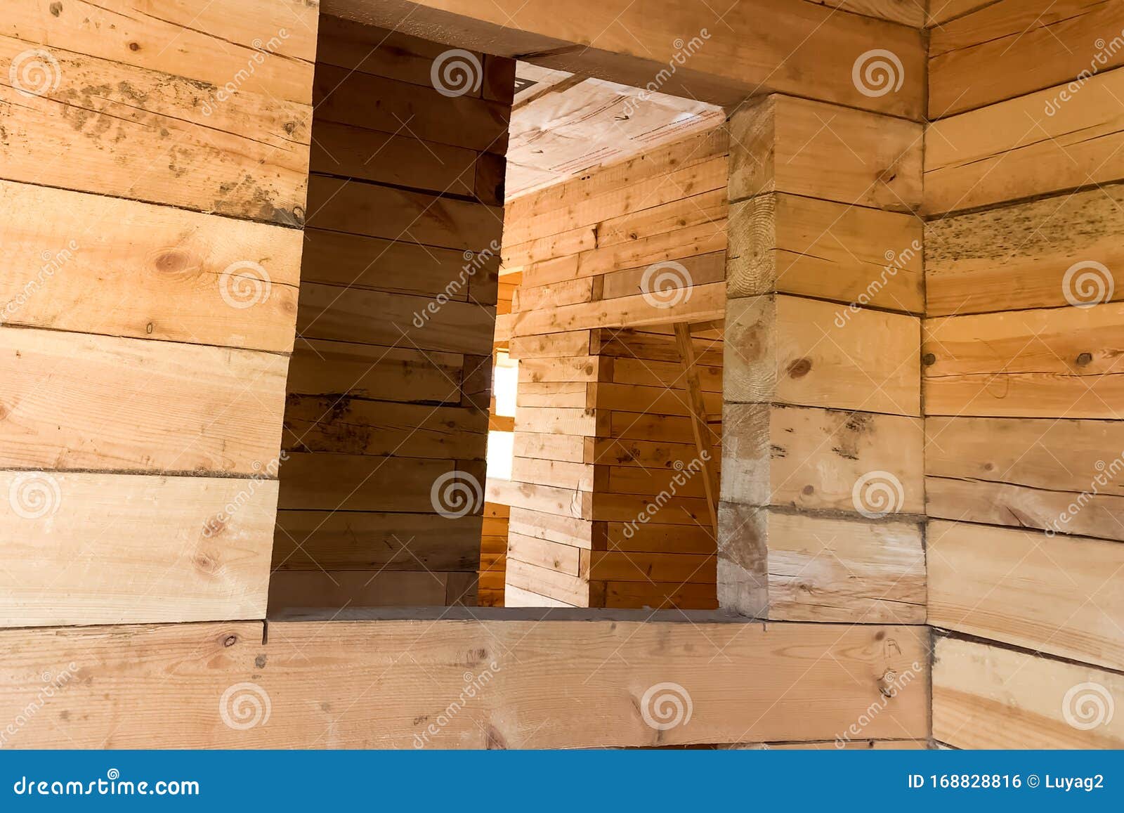 Details and Elements of Wooden House Made of Timber. the Constru Stock ...