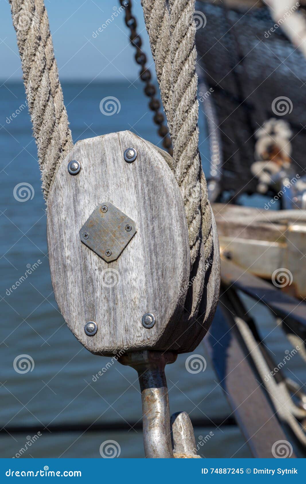 Details Equipment of Ship on Deck Stock Image - Image of rigging, boat ...