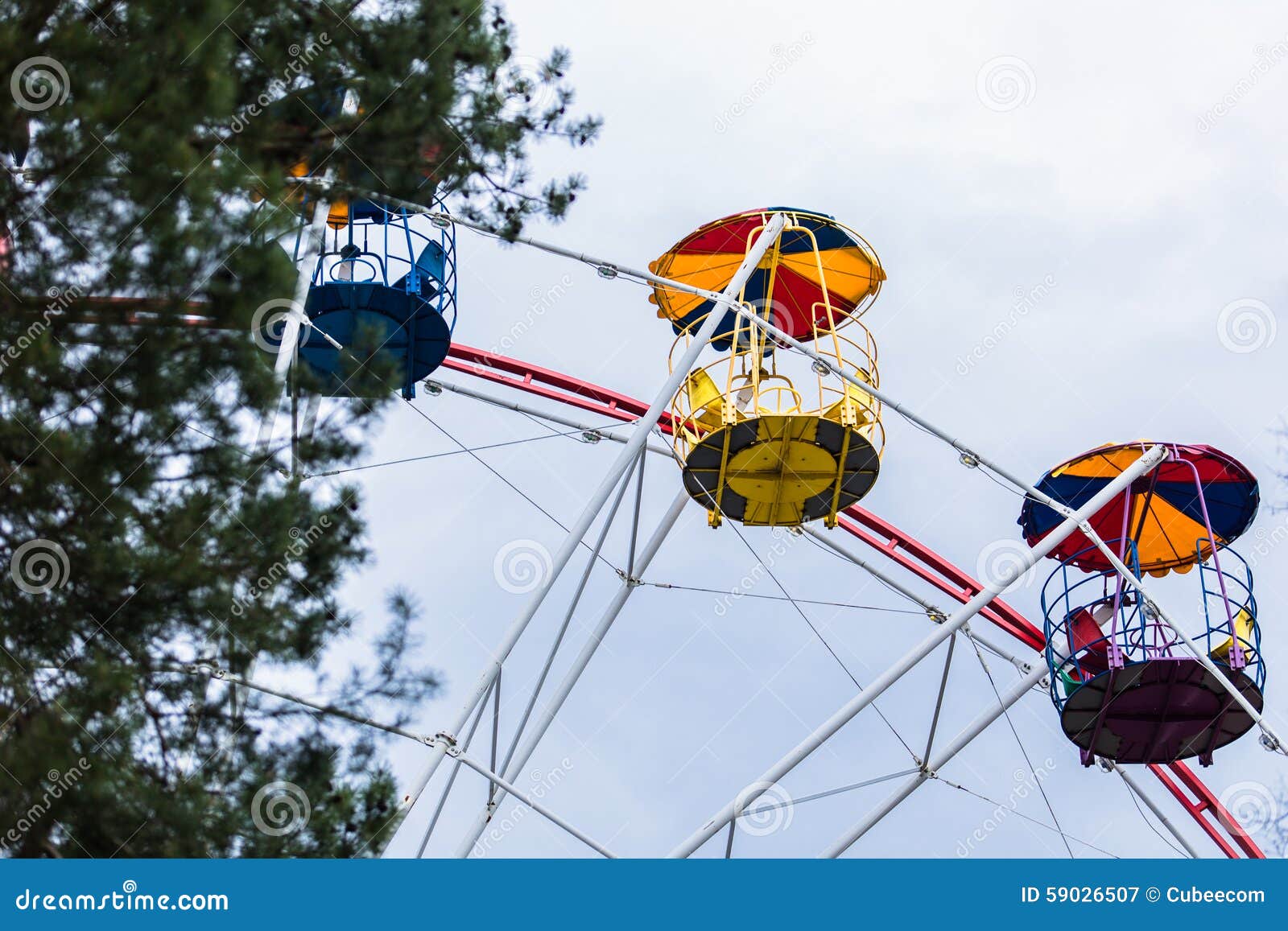 Details of Ferris Wheel with Tree in Front Stock Image - Image of ...