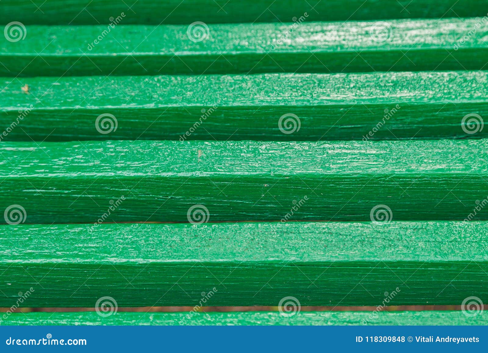 Details of a Green Bench, Background of Boards Painted in Green Color ...