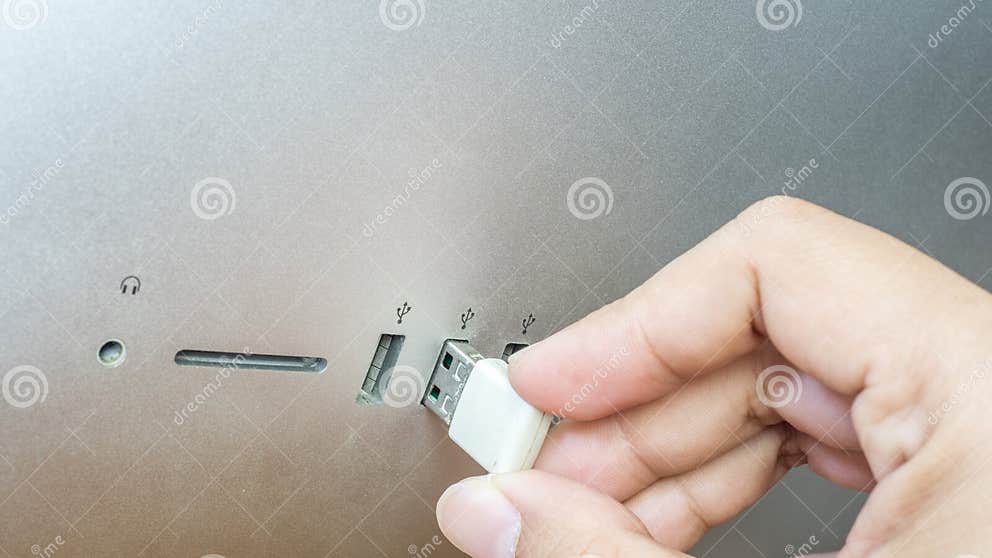 Details of Hand Pushing Usb Cable into Usb Stock Image - Image of ...
