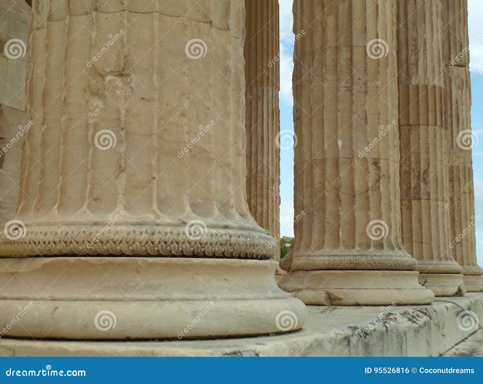 Details of Huge Ionic Column Bases of the Erechtheion, Ancient Temple ...