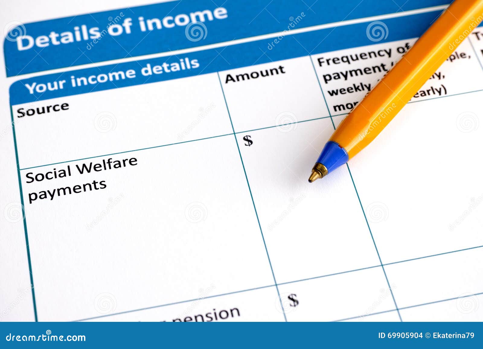 Details of income form stock photo. Image of ballpoint - 69905904