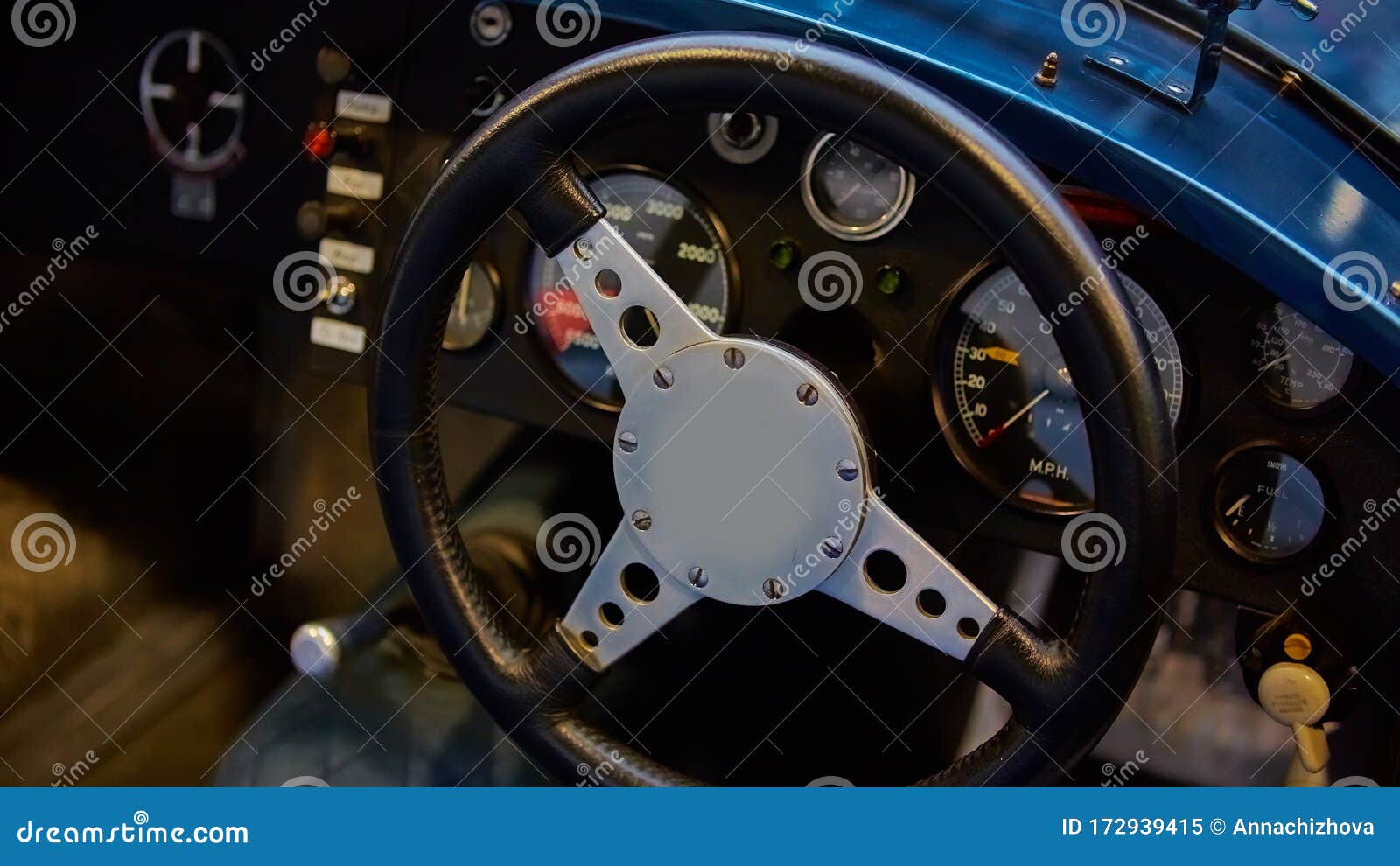 Details of Interior Classic Car. Classic Car Steering Wheel Stock Image ...
