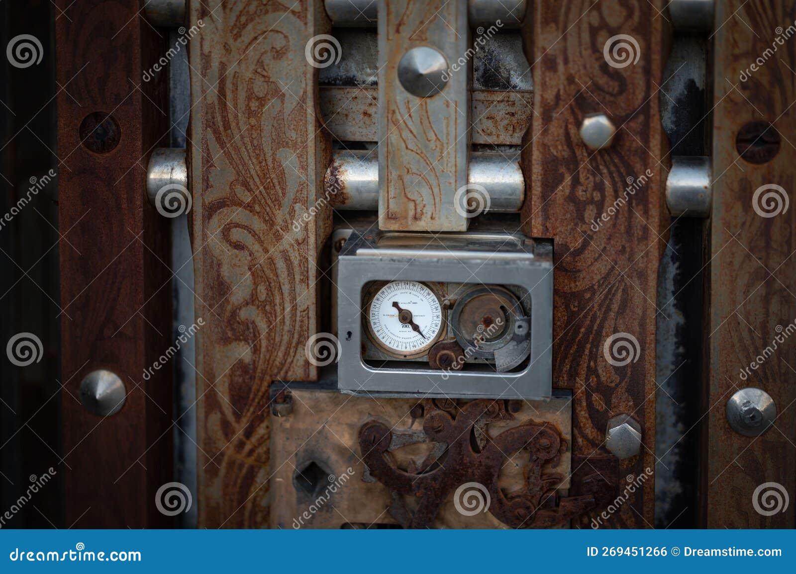 Details of the Mechanisms of an Old Rusty Wooden Safe Stock Photo ...