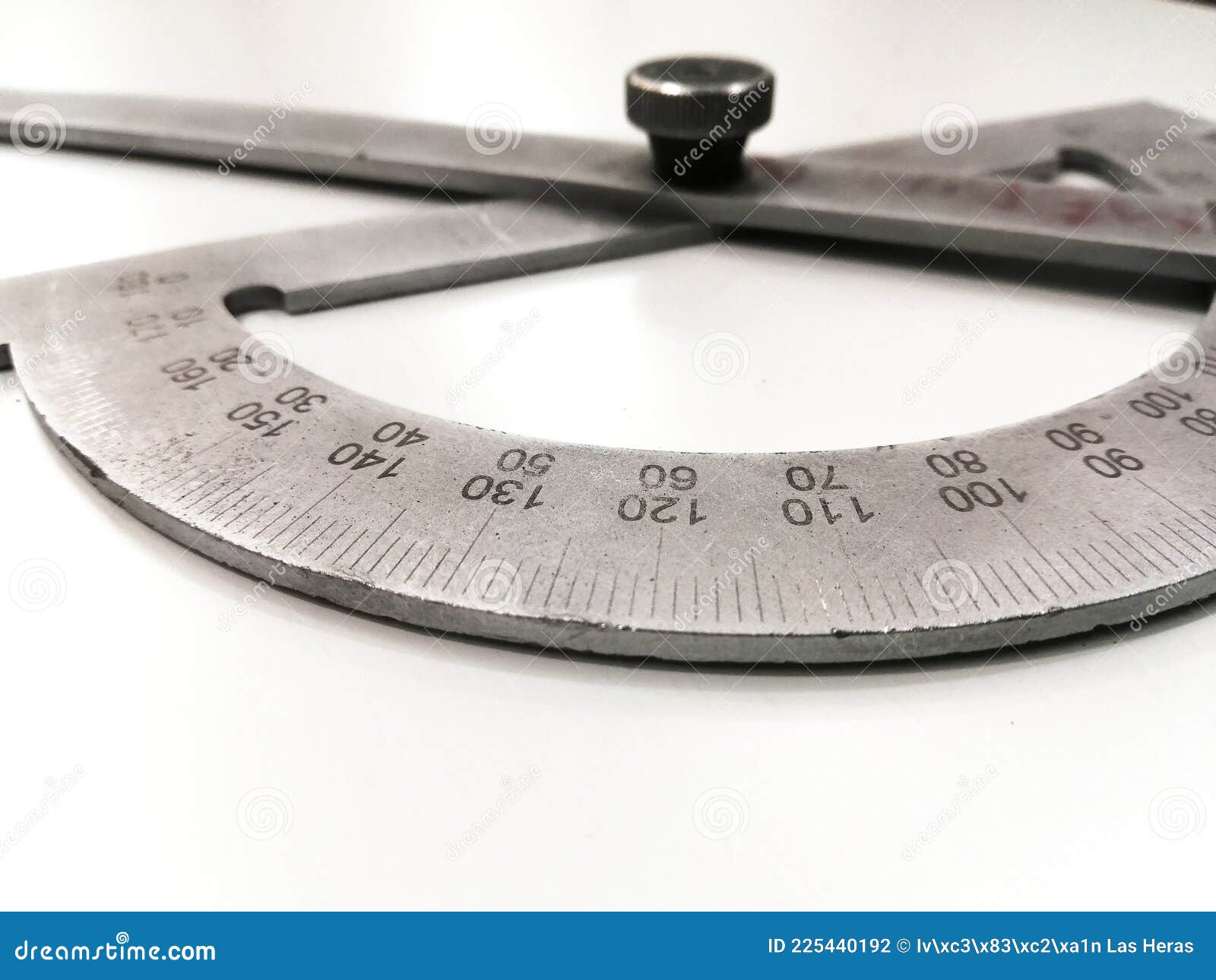 Details of Metal Protractor on White Background Stock Photo - Image of ...