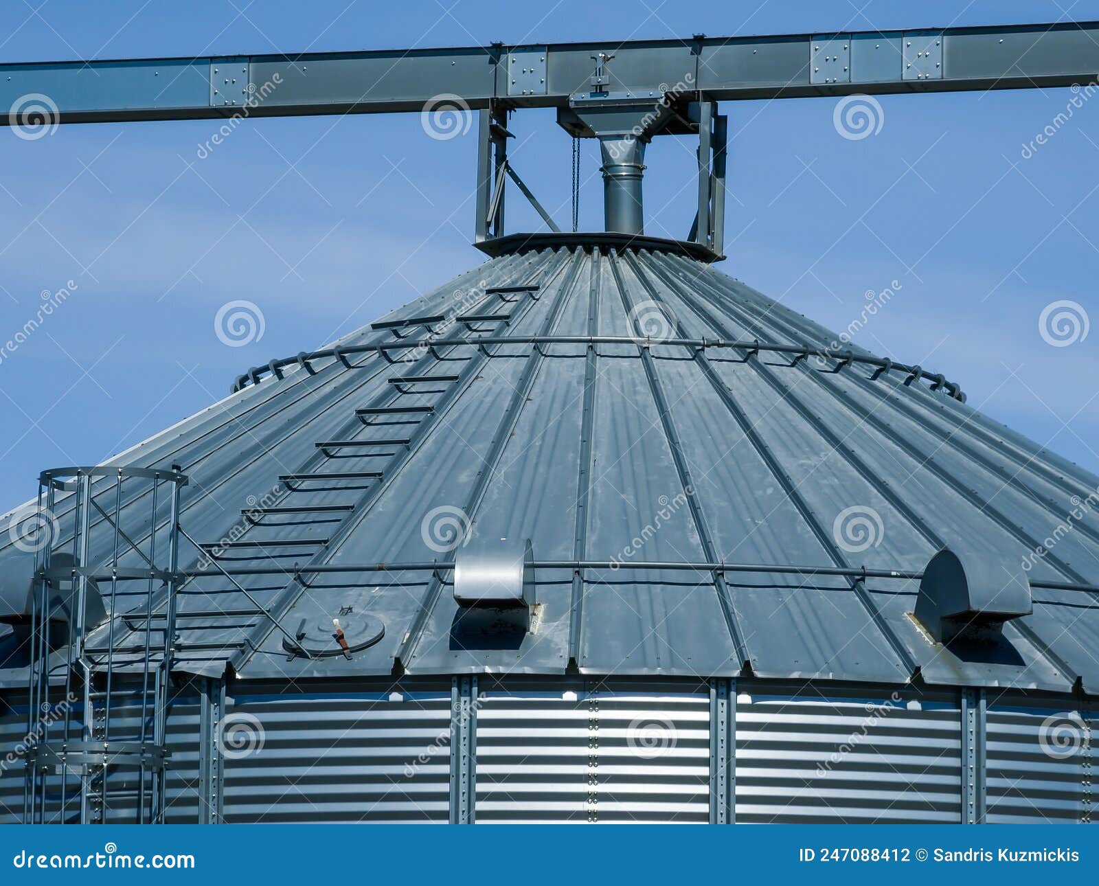 Details of Modern Granary Elevator. Silver Silos Stock Photo - Image of ...