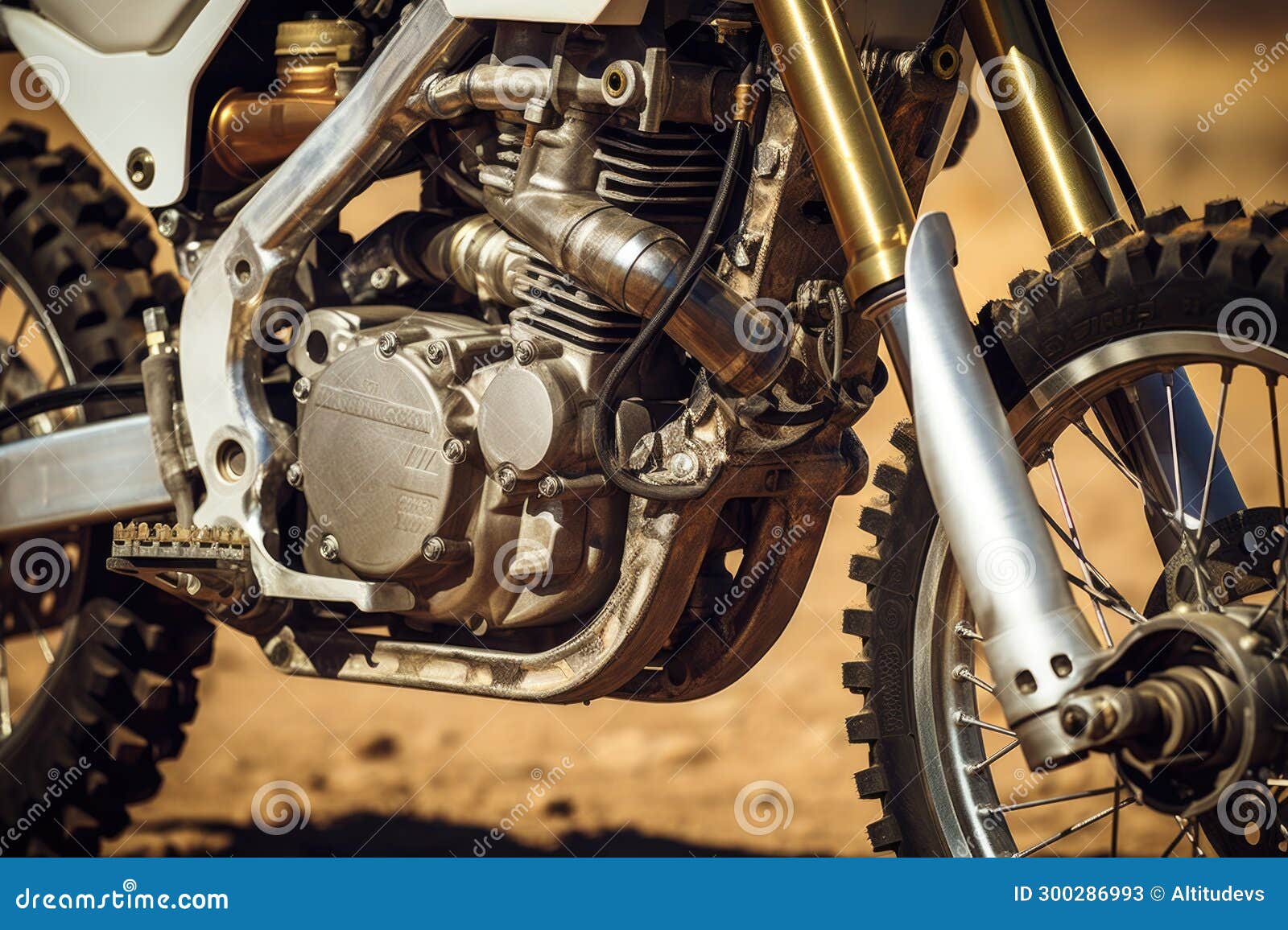 Details of a Motocross Bikes Engine, Wheels, and Handlebars Stock ...