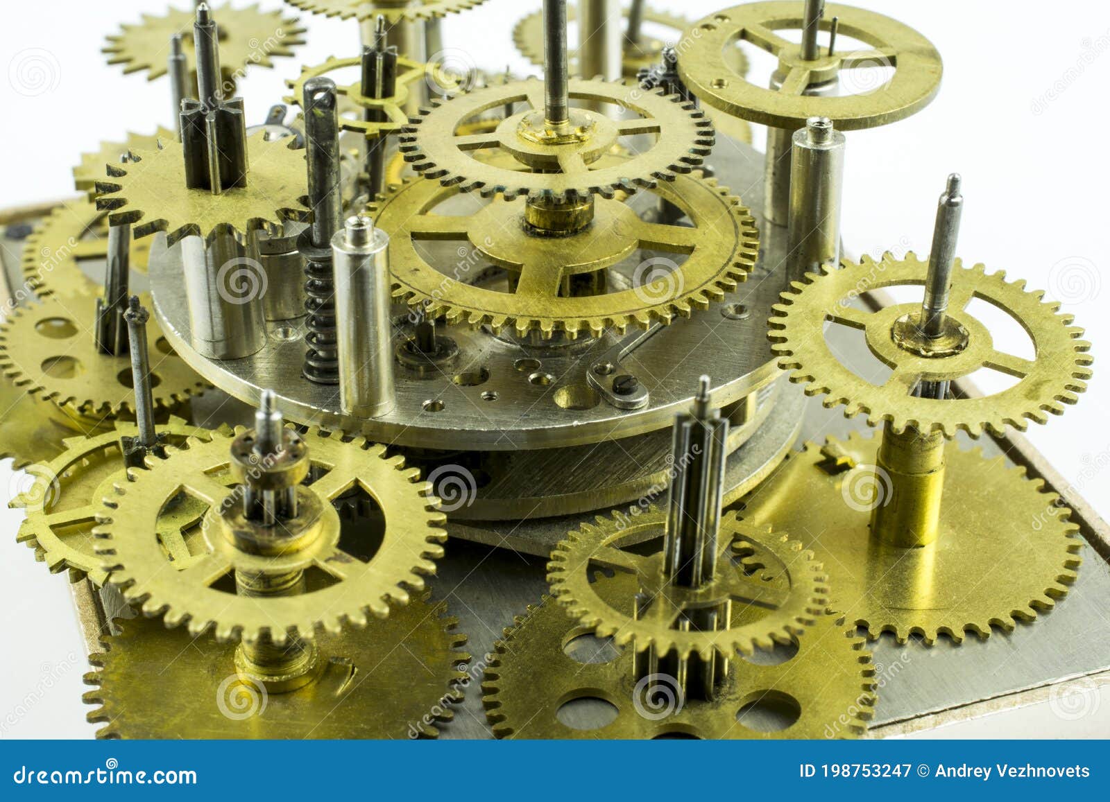 Details of the Old Clockwork on a White Background Stock Image - Image ...
