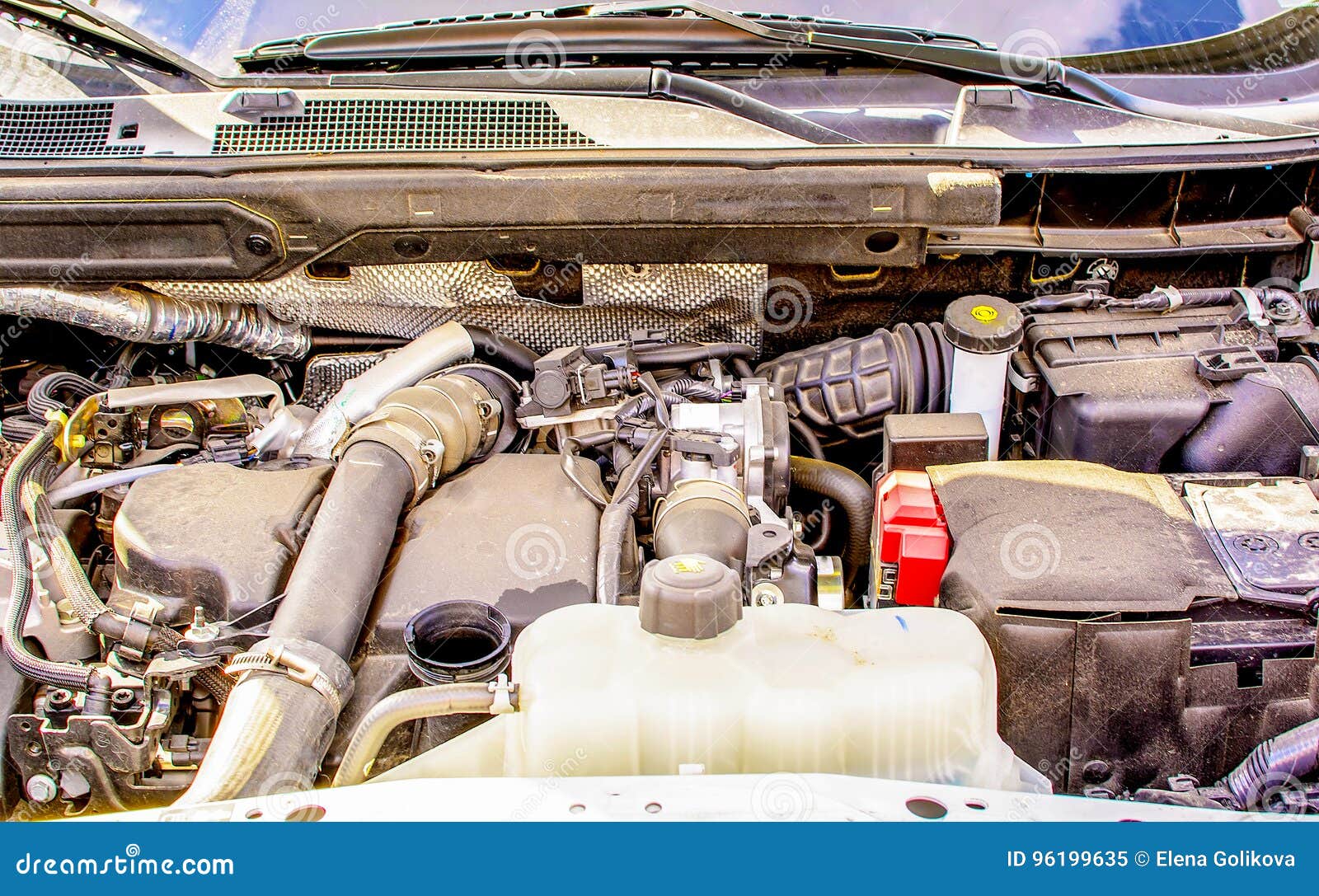Details of the Old Engine Under the Hood of a Car Stock Image - Image ...