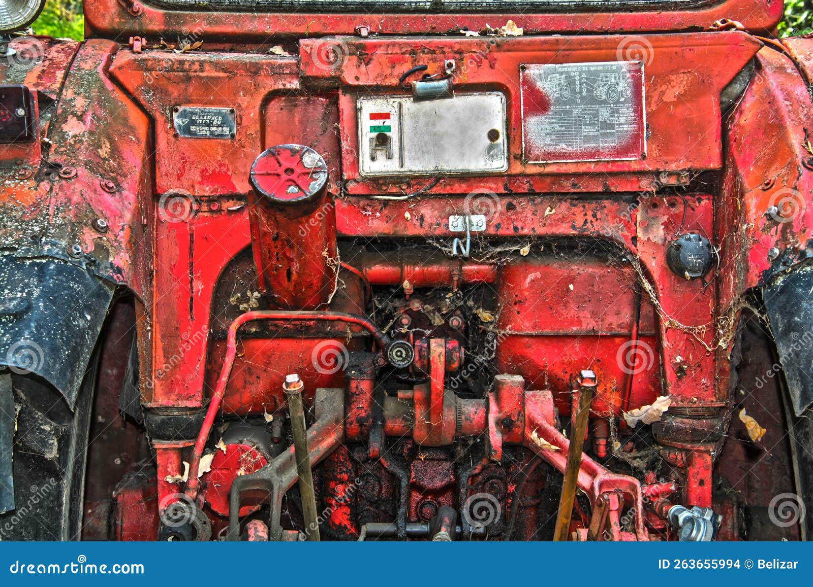 Details of an Old, Retro Red Tractor Stock Photo - Image of sovietunion ...