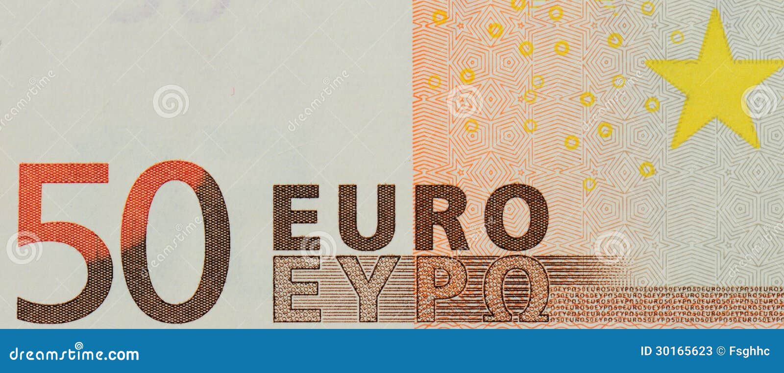 A Close Look of Euro Banknote of 50 Face Value Stock Image - Image of ...