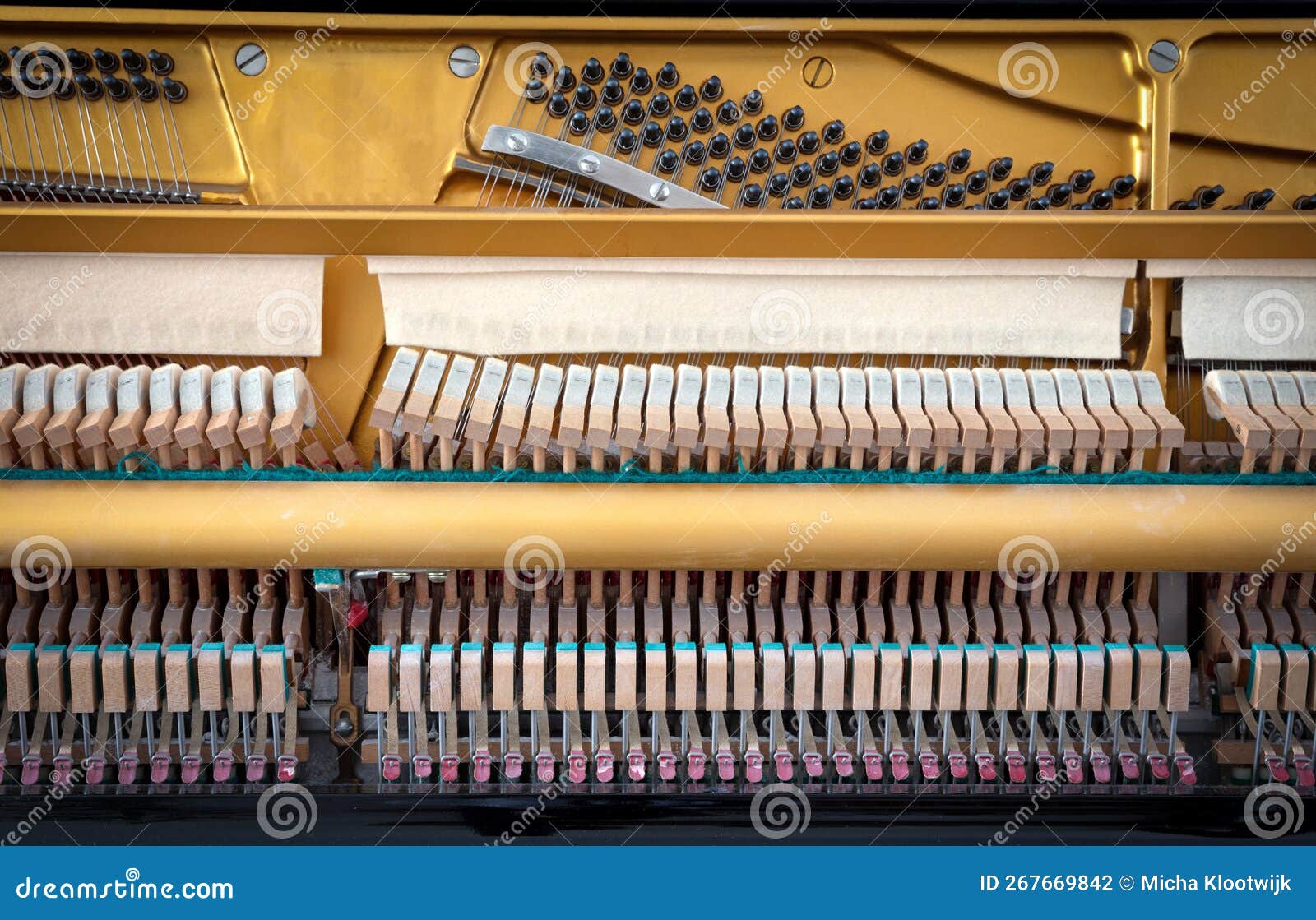 Details of Piano Mechanism Gavel - String, Pins and Hammers Stock Photo ...