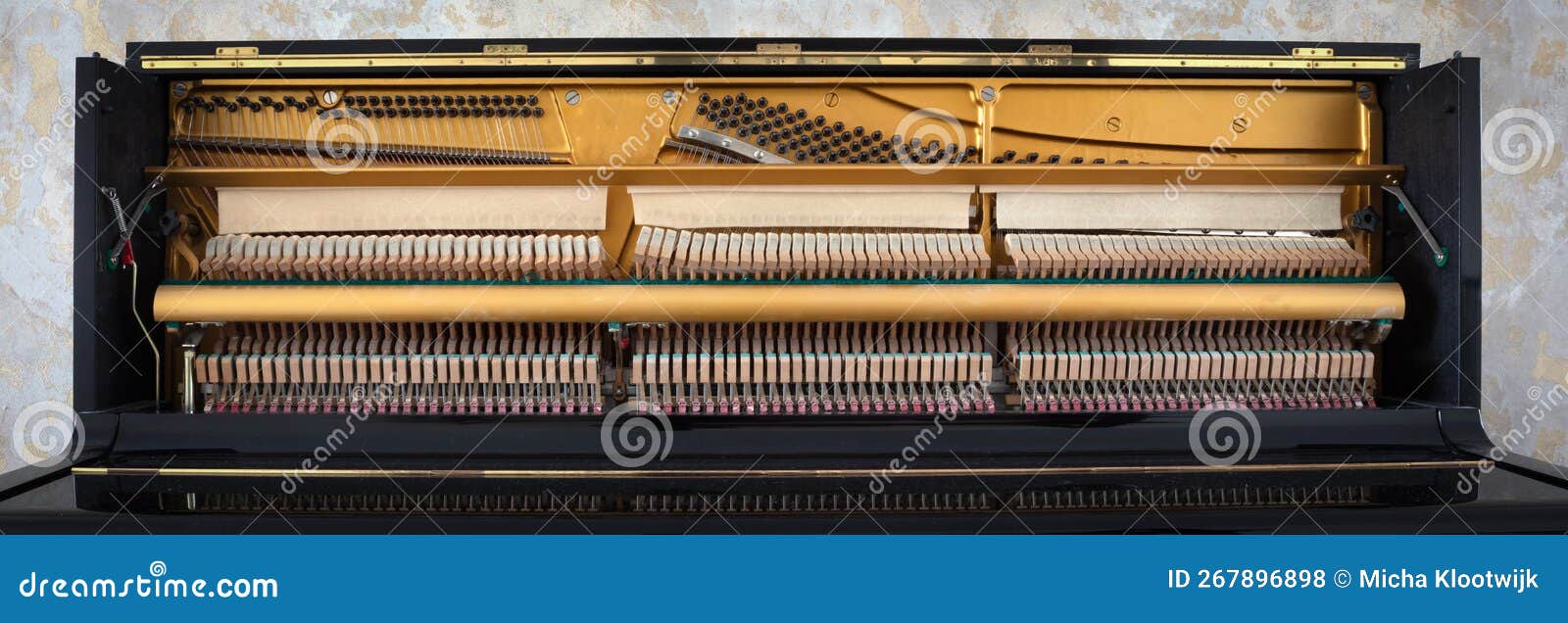 Details of Piano Mechanism Gavel - String, Pins and Hammers Stock Photo ...