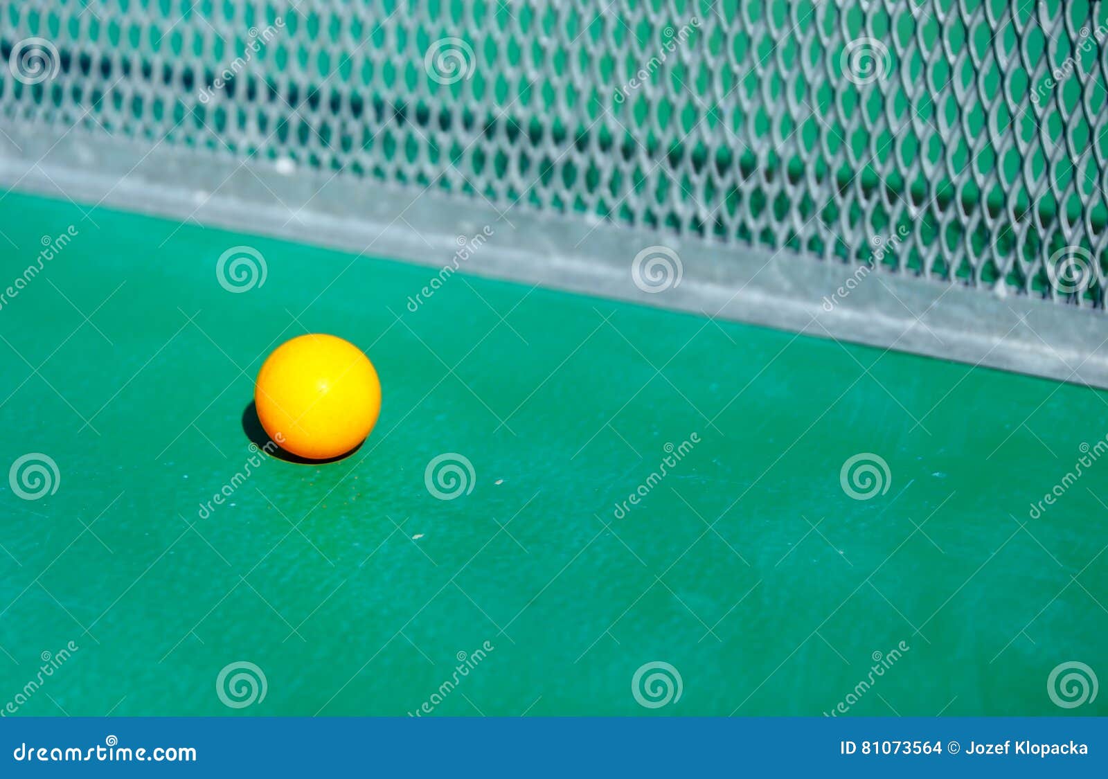 Details of Pingpong Table with Playing Equipment and Yellow Ball. Stock ...