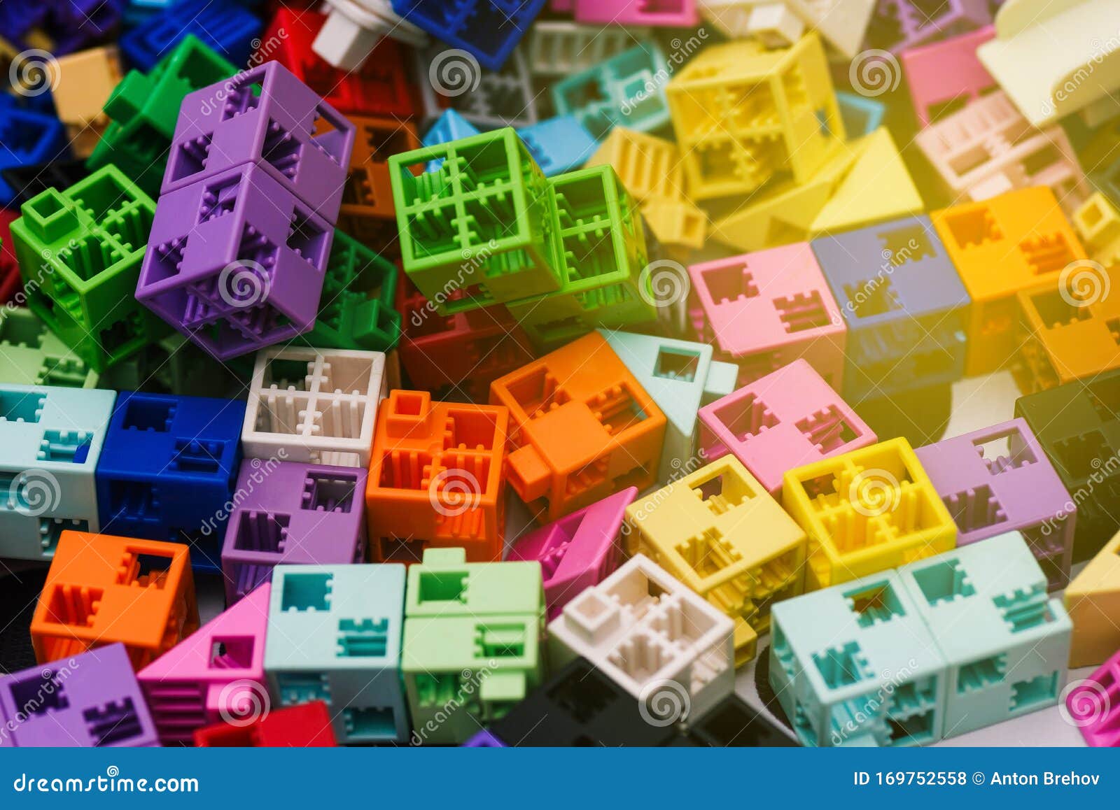 Details of the Plastic Constructor. Scattered Colored Blocks of the ...