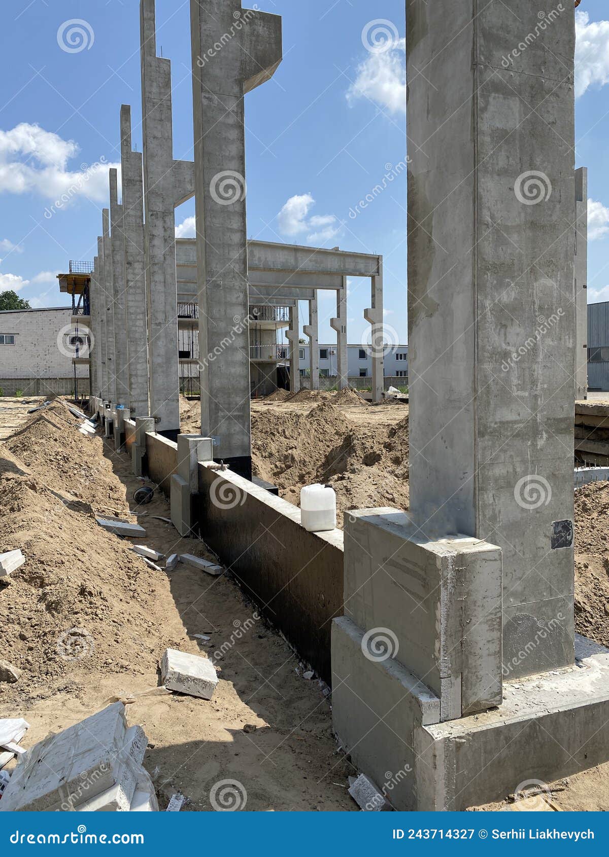 Details of Precast Concrete Structures of a Public Building. Stock ...