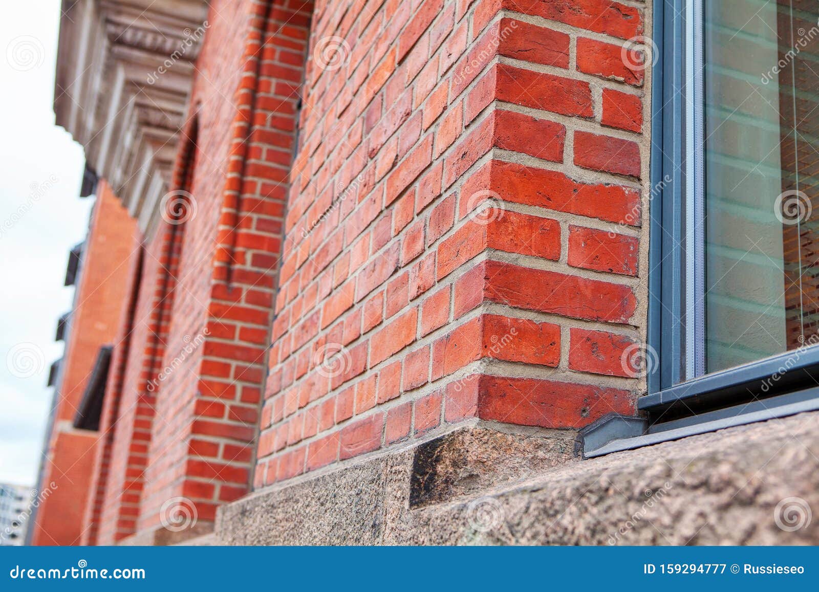 Details of Red Bricks House Stock Image - Image of exterior, window ...